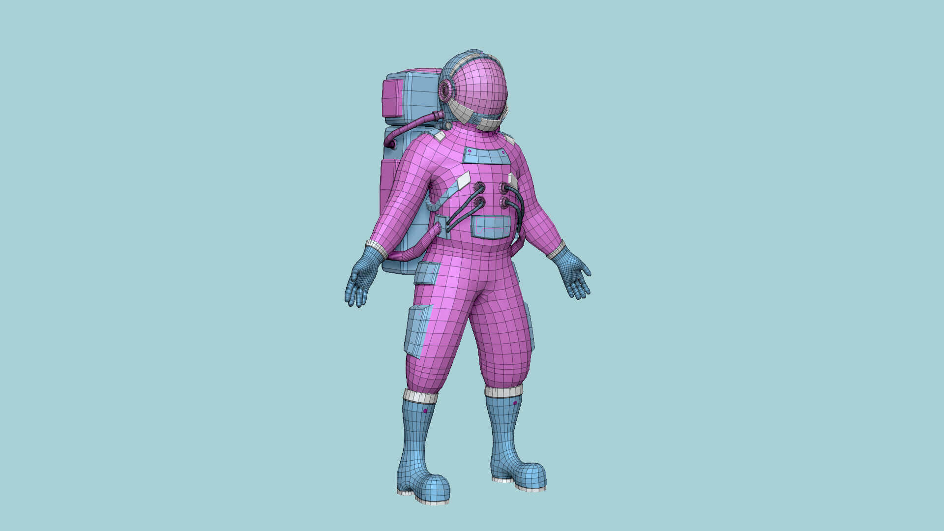 Astronaut Outfit 04 - Pink and Blue 3D Model by gsommer
