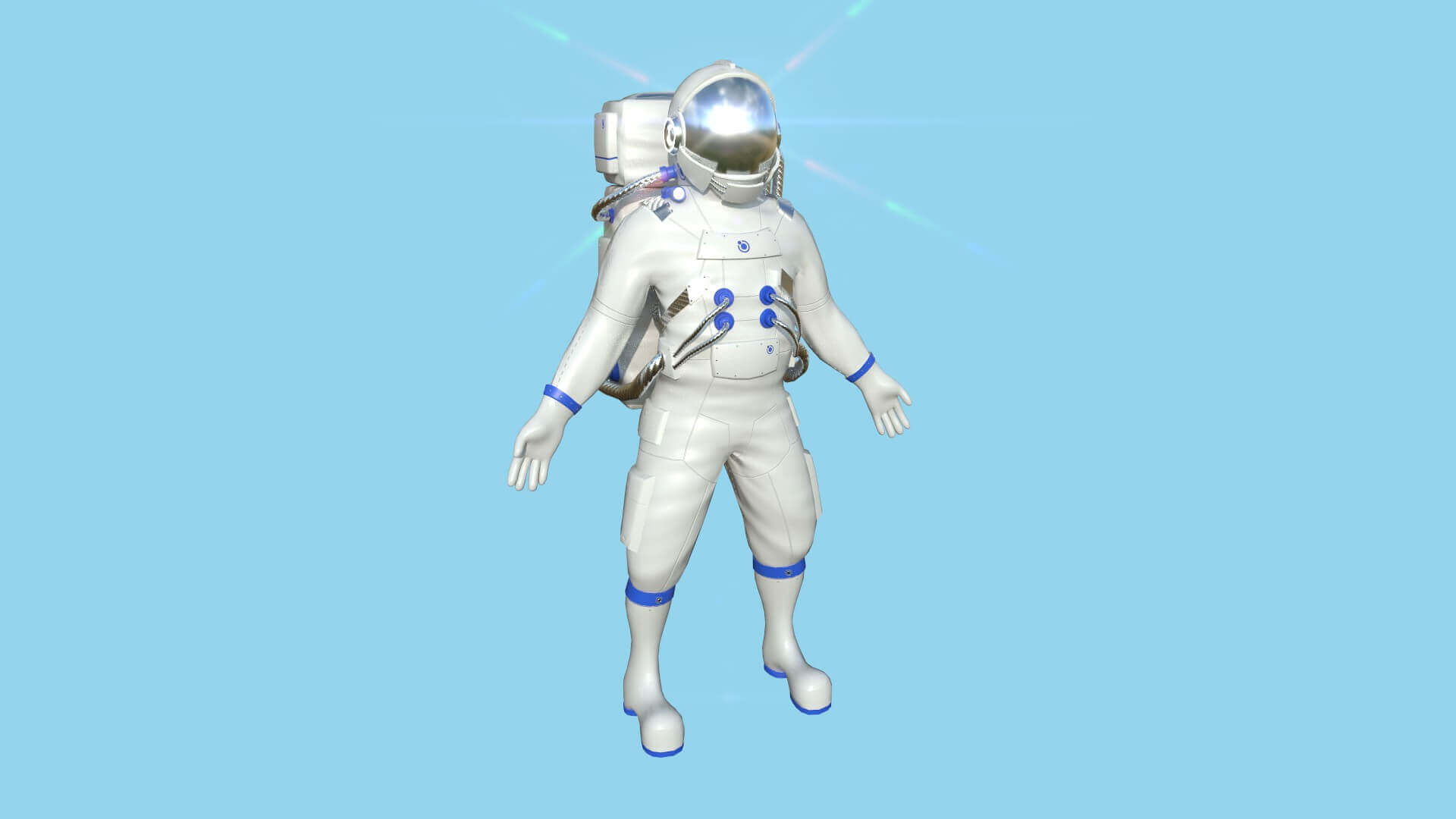 Astronaut Outfit 05 - White and Blue 3D Model by gsommer
