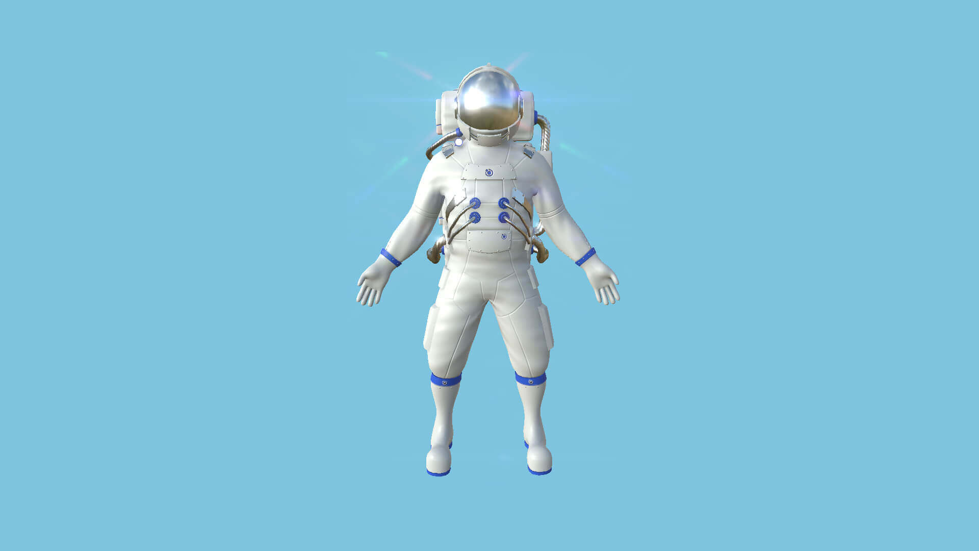 Astronaut Outfit 05 - White and Blue 3D Model by gsommer