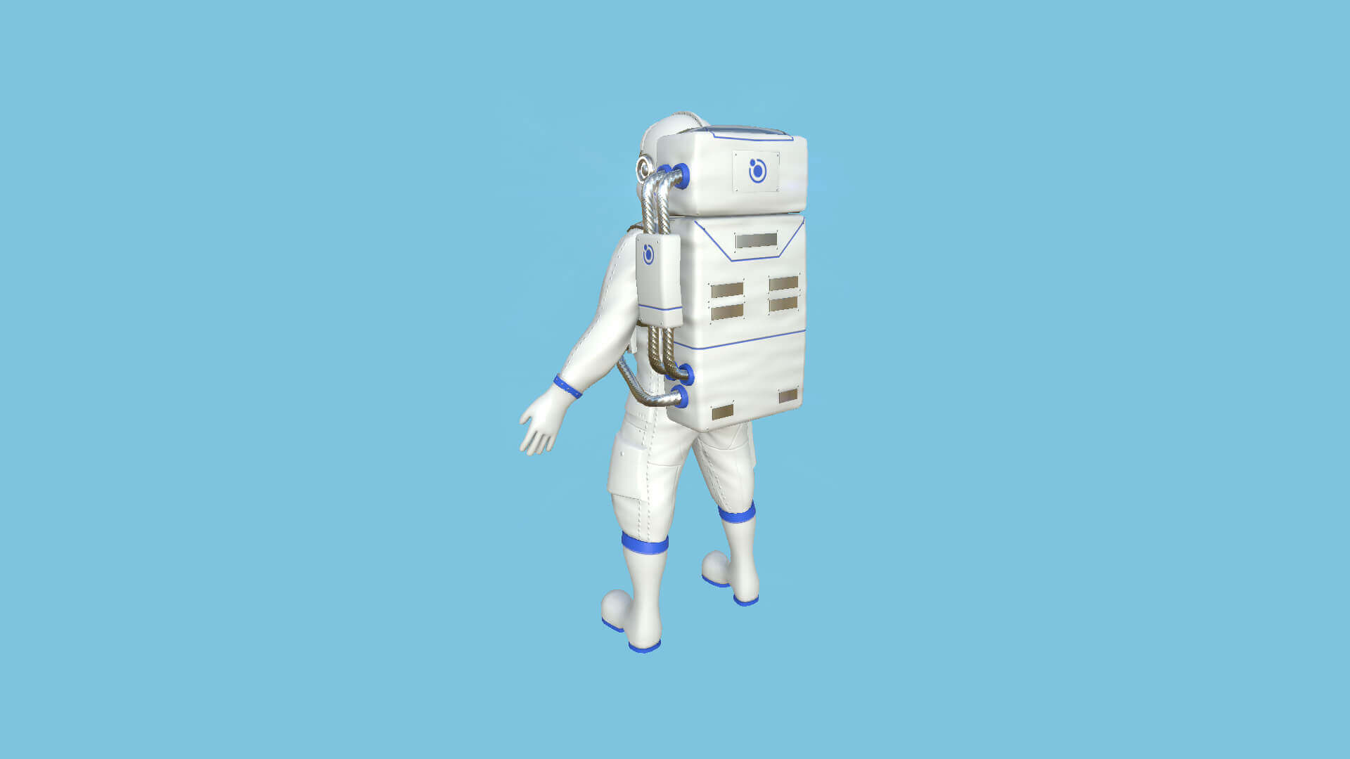 Astronaut Outfit 05 - White and Blue 3D Model by gsommer