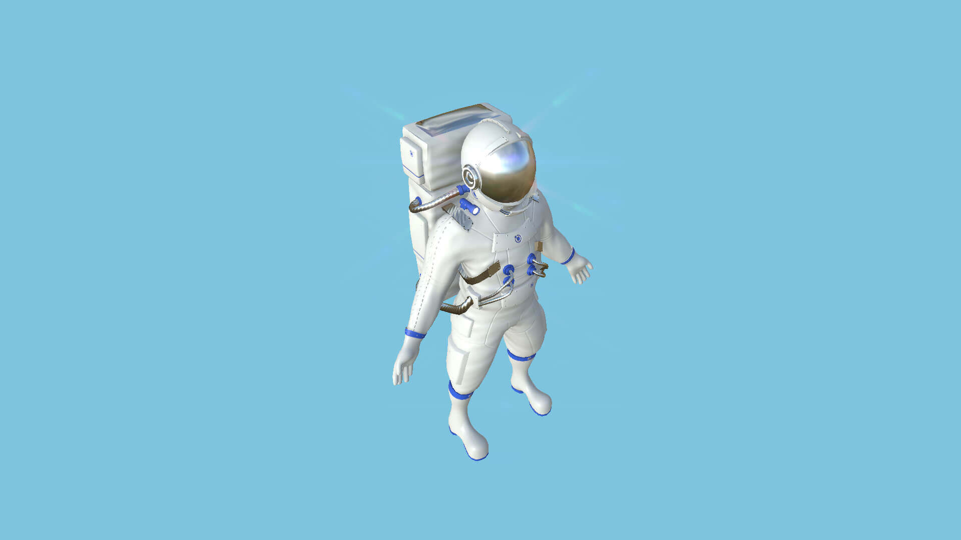 Astronaut Outfit 05 - White and Blue 3D Model by gsommer