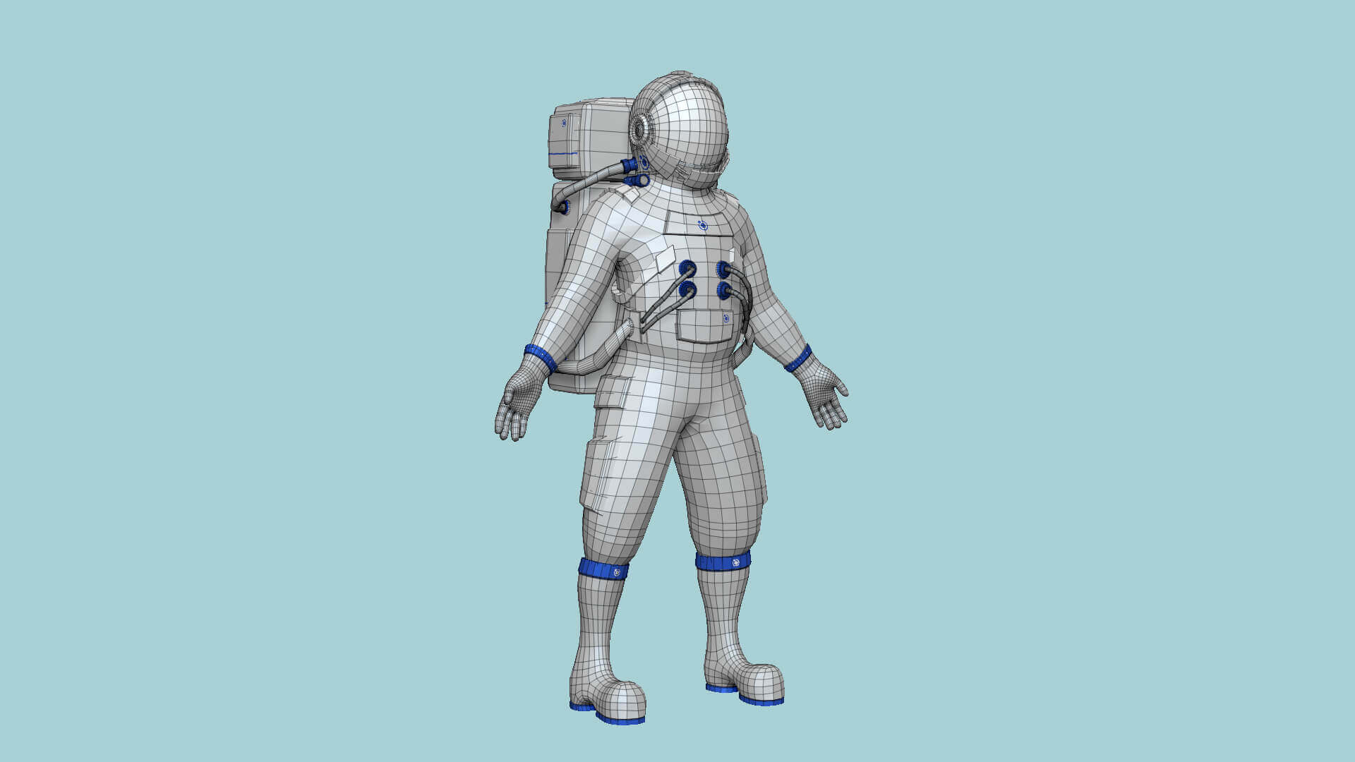 Astronaut Outfit 05 - White and Blue 3D Model by gsommer