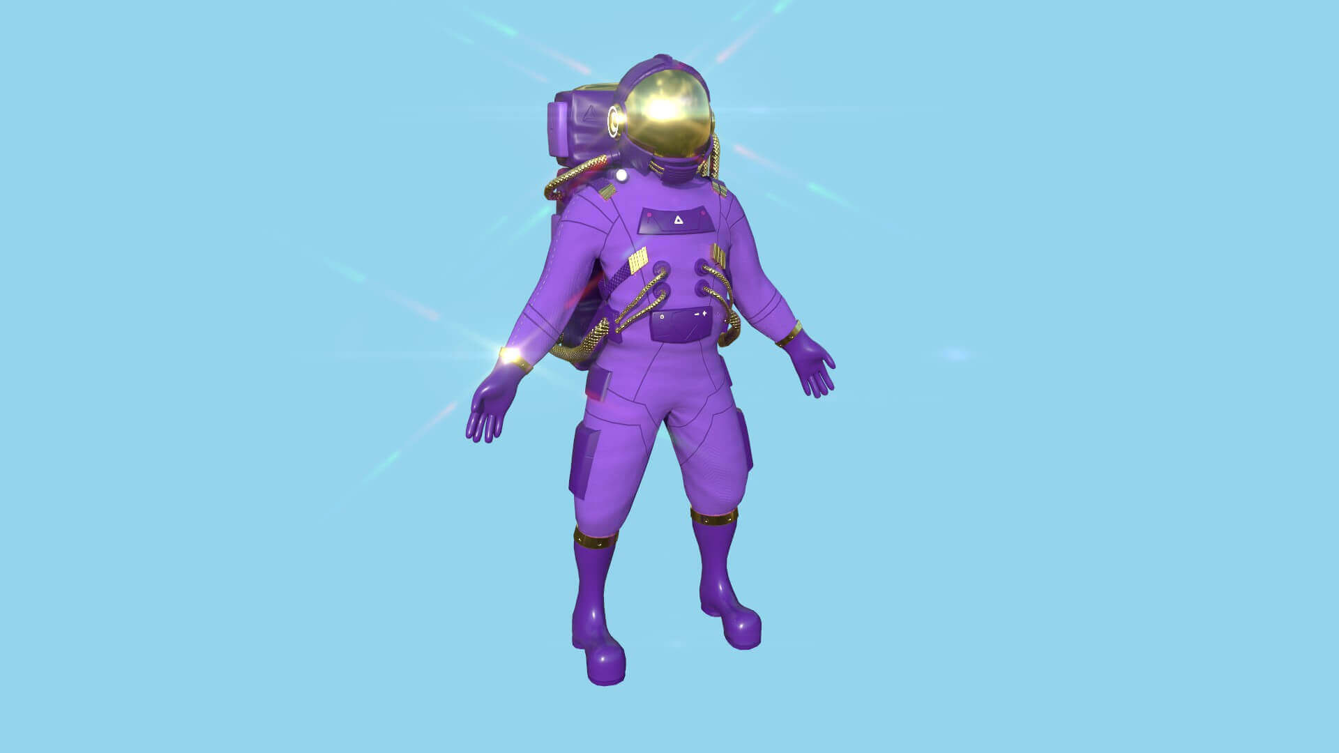 Astronaut Outfit 06 - Purple and Gold 3D Model by gsommer