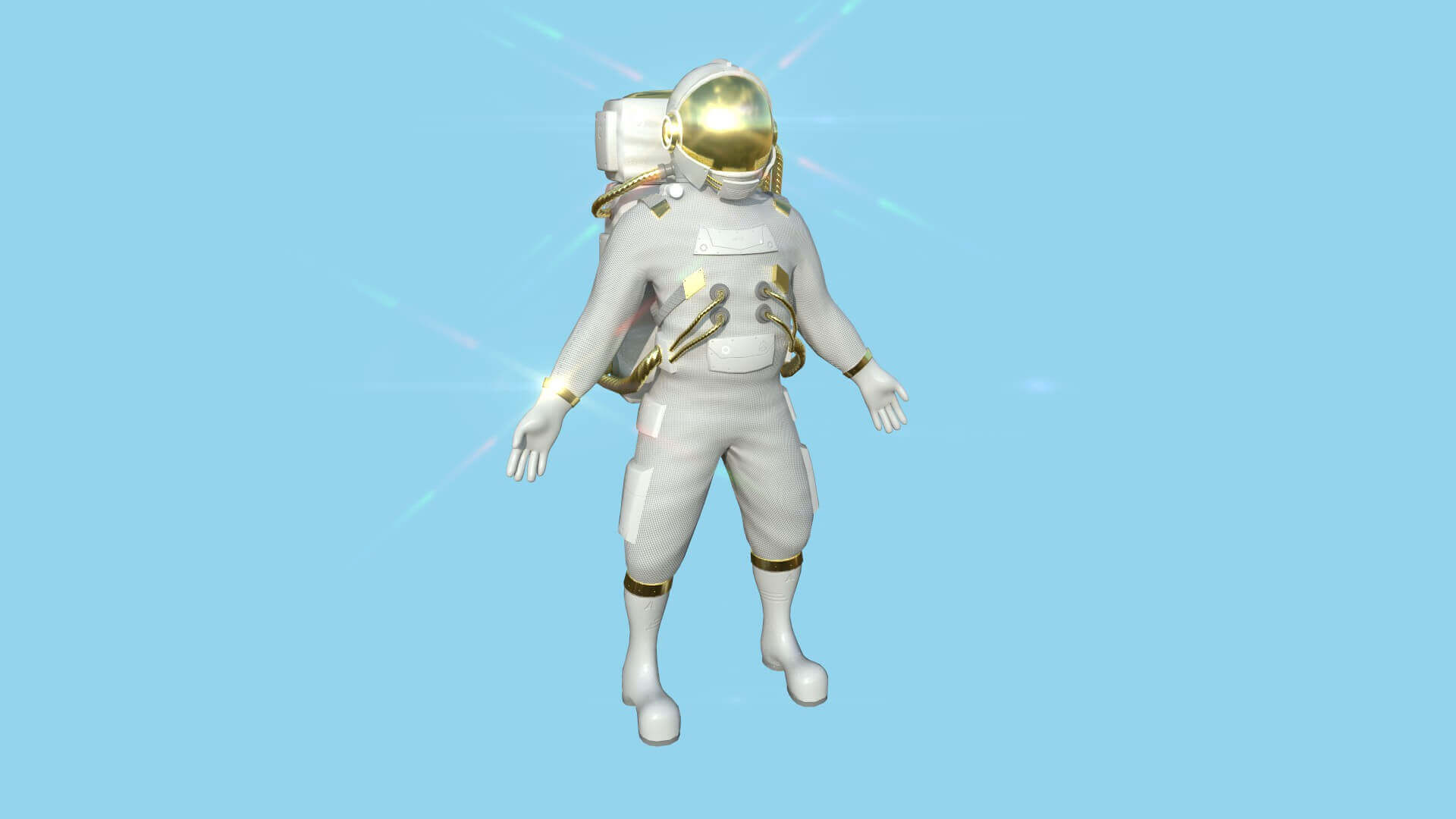 Astronaut Outfit 07 - White and Gold 3D Model by gsommer