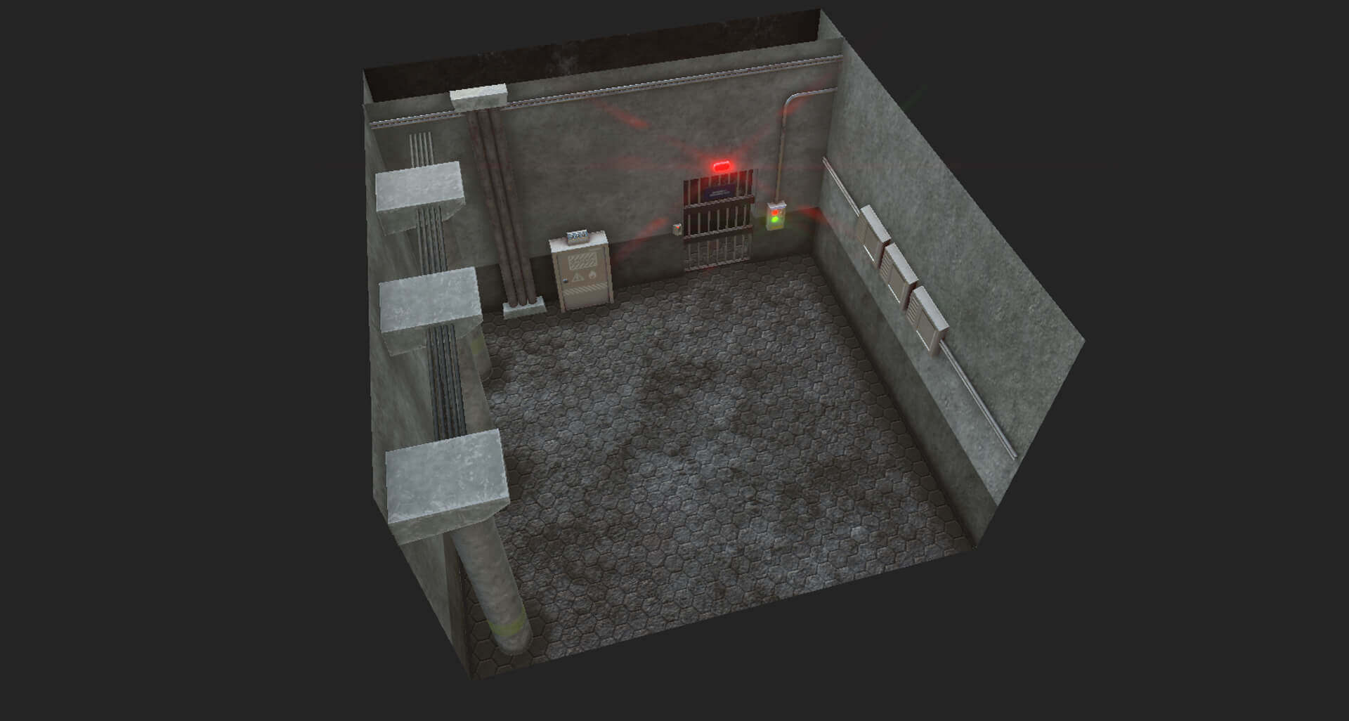 Backdrop Scene 02 - Prison Security Room 3D Model by gsommer