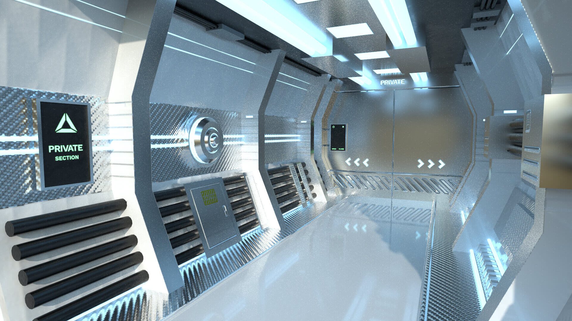 Backdrop Scene 03 - Sci-Fi Interior White 3D Model by gsommer