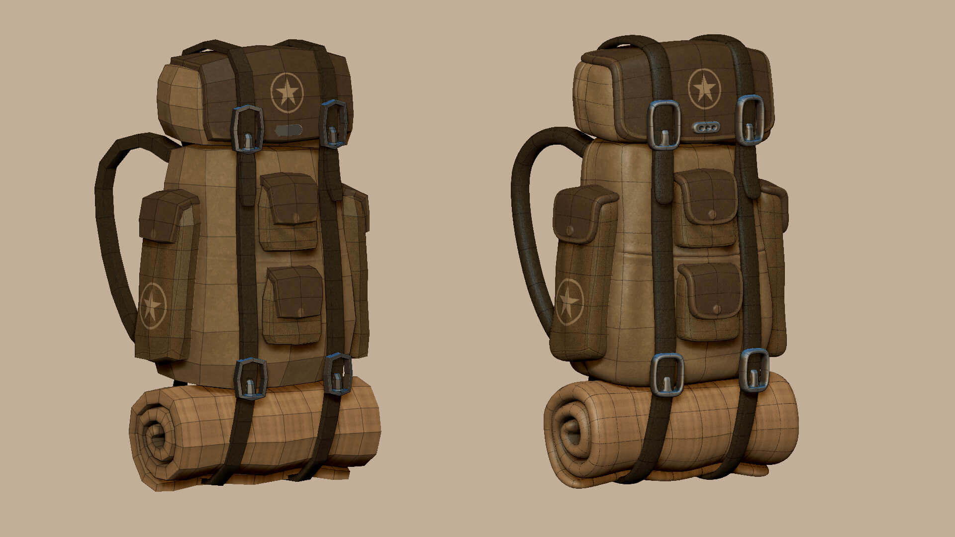 Backpack - Camping Desert 3D Model by gsommer