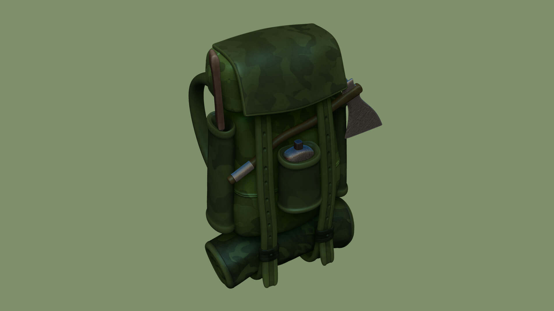 Backpack - Forest Camouflage 3D Model by gsommer