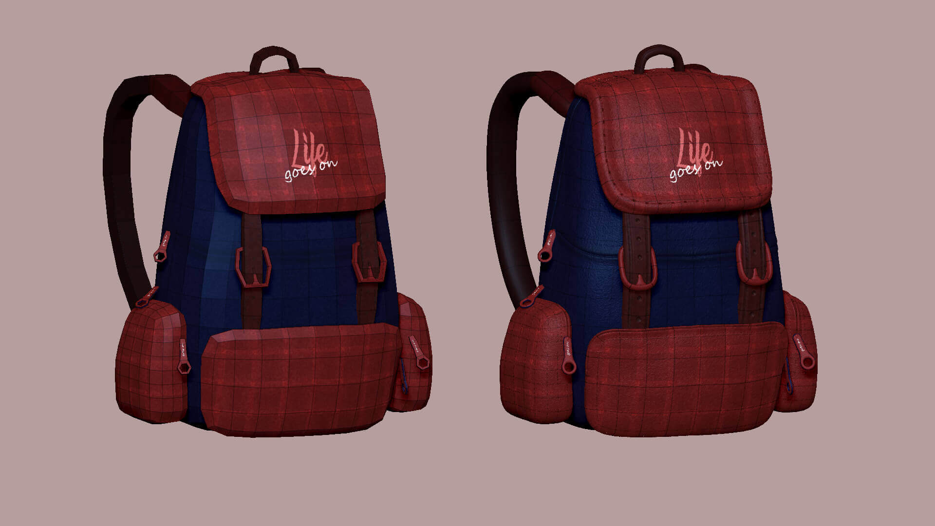 Backpack - Red Check 3D Model by gsommer