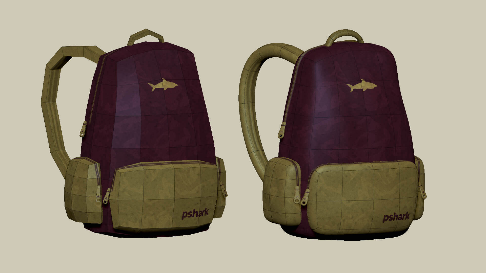 Backpack - Wine Color 3D Model by gsommer