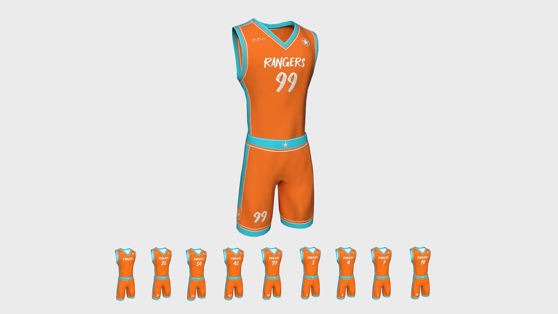 Basketball Uniform 07 - Fantasy Team Rangers 3D Model by gsommer