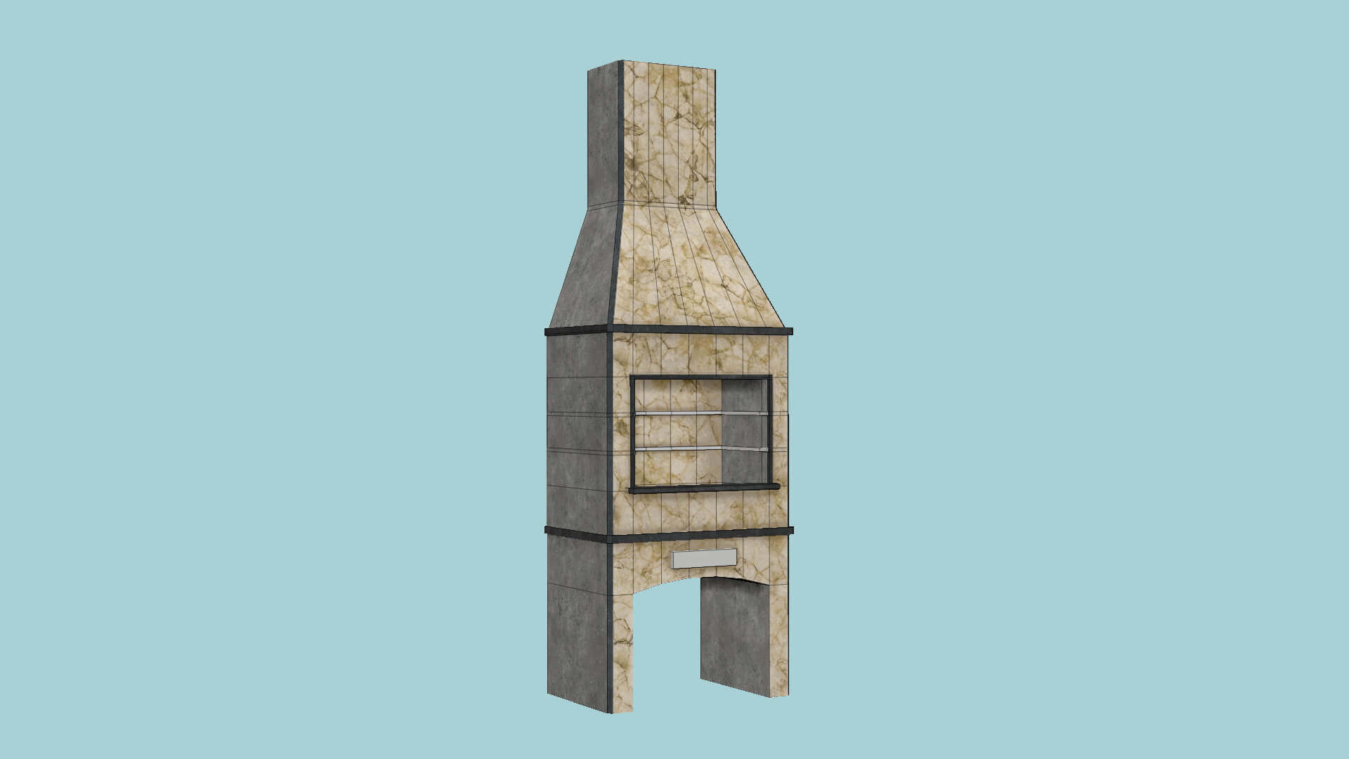 Brazilian Barbecue Grill 08 - Concrete Marble 3D Model by gsommer