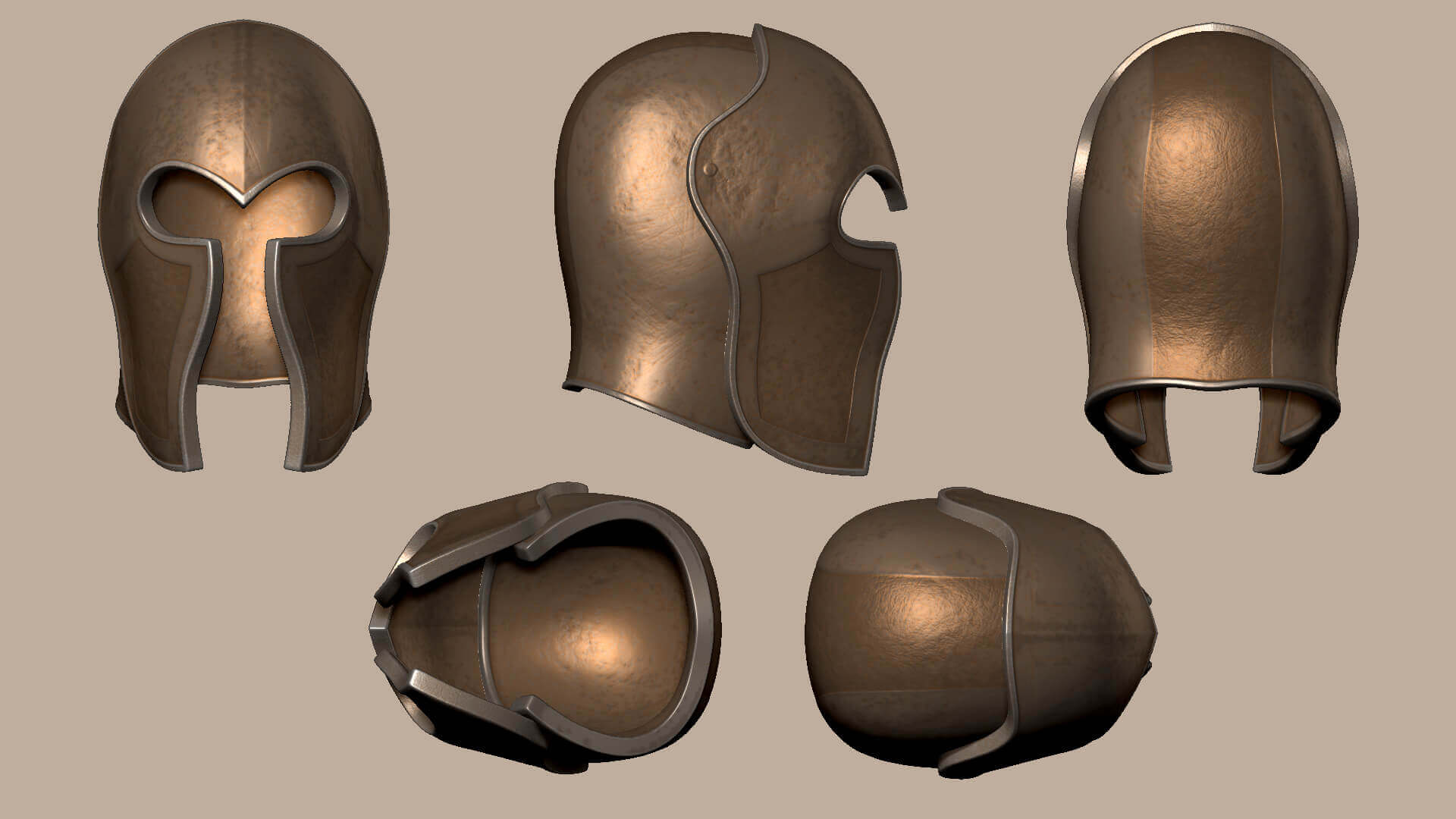 Bronze Rusted Medieval Helmet - 3D Model by gsommer
