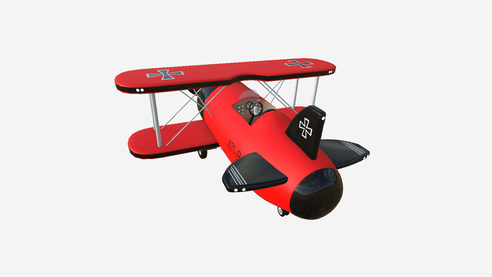 Cartoon Airplane 01 - Red 3D Model by gsommer