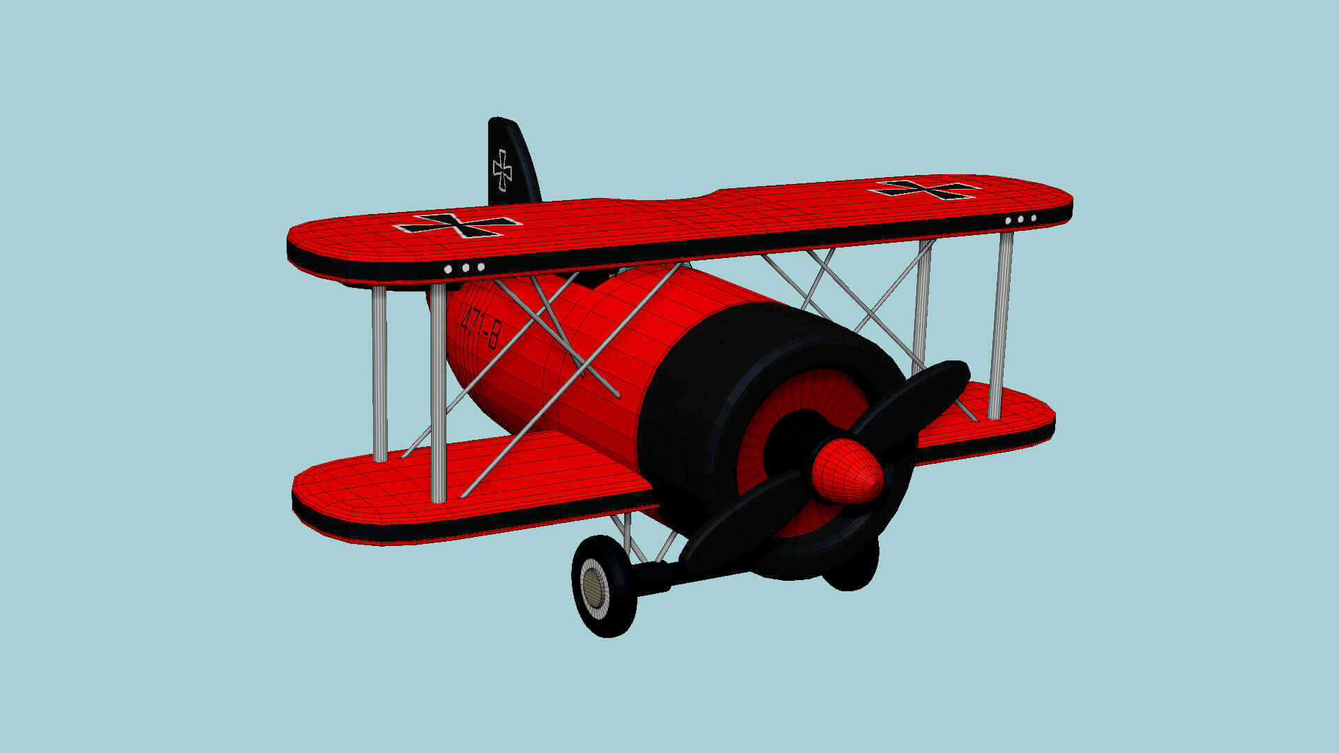 Cartoon Airplane 01 - Red 3D Model by gsommer