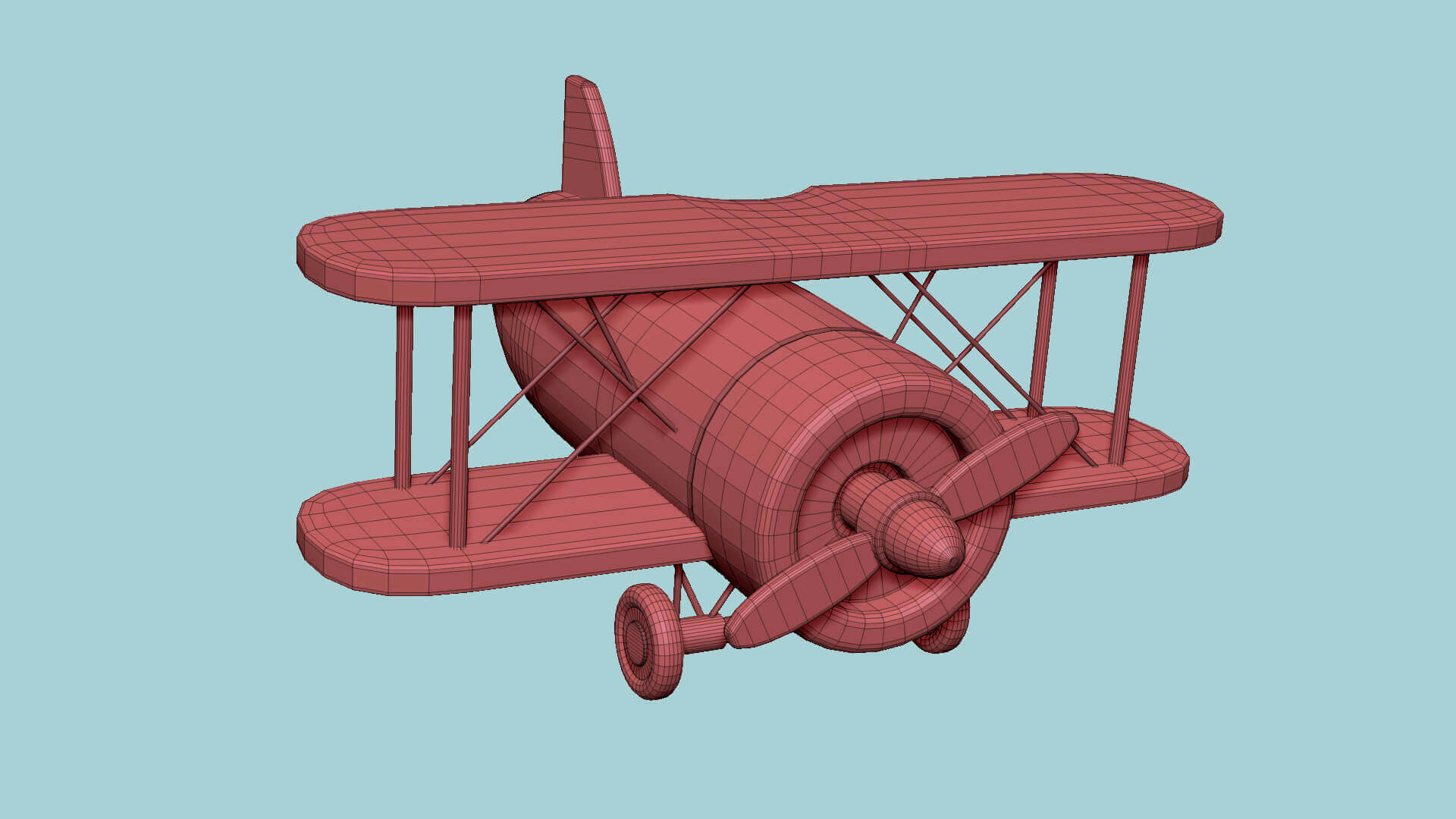 Cartoon Airplane 01 - Red 3D Model by gsommer