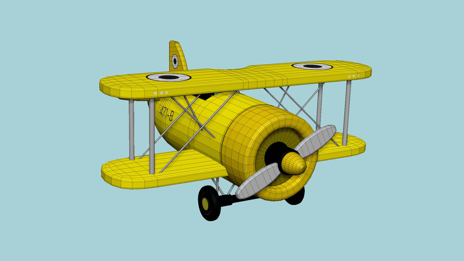 Cartoon Airplane 02 - Yellow 3D Model by gsommer