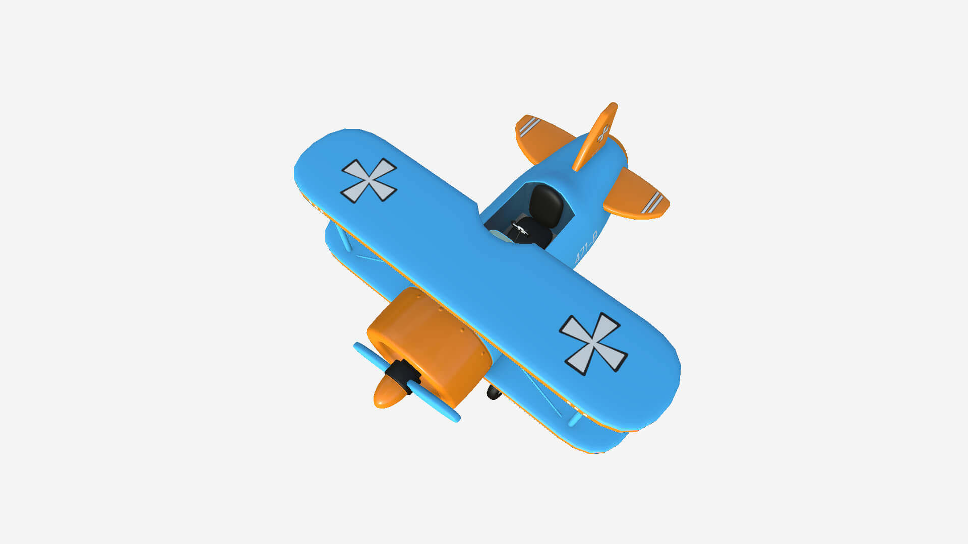 Cartoon Airplane 06 - Blue and Orange 3D Model by gsommer