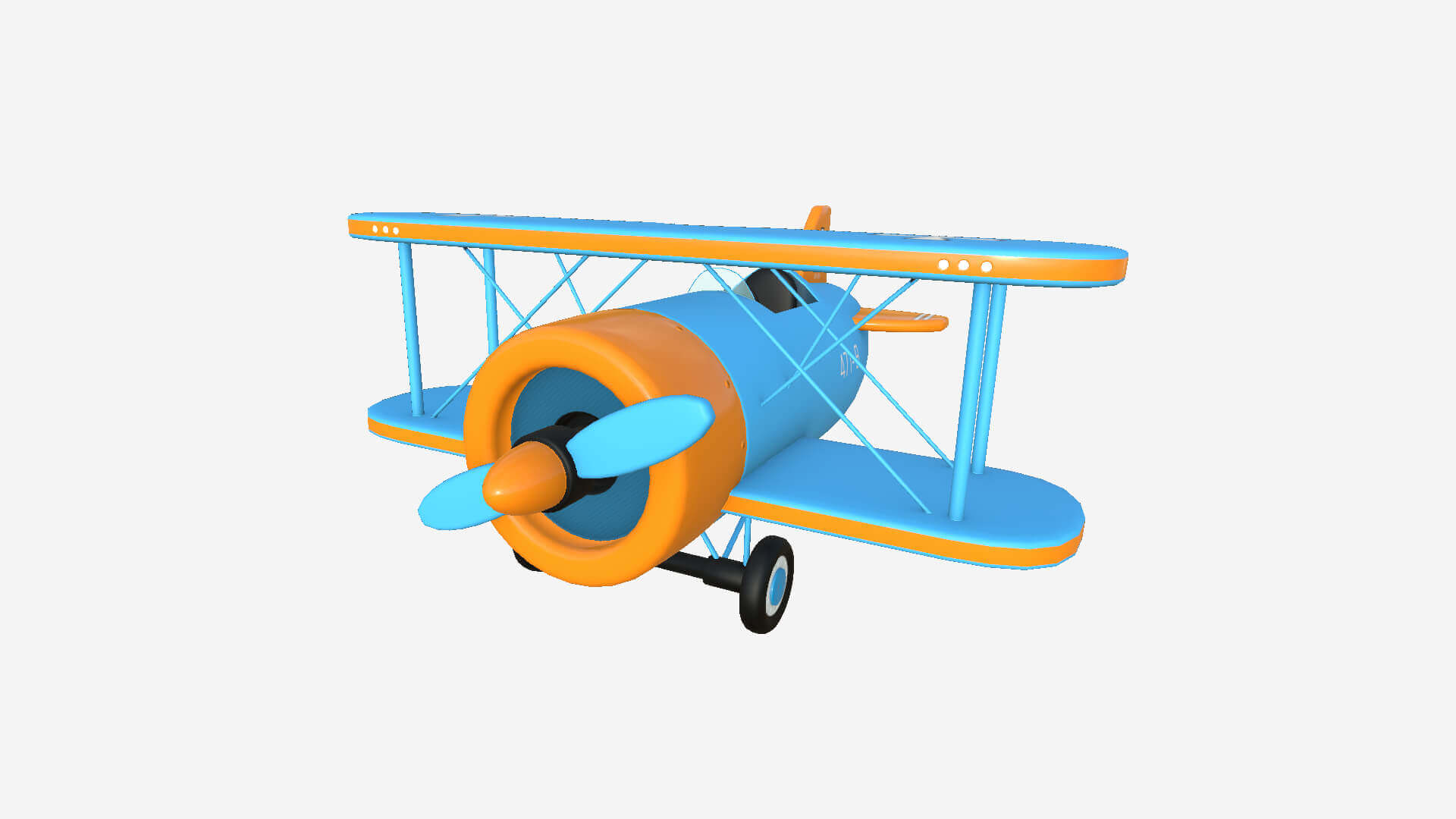 Cartoon Airplane 06 - Blue and Orange 3D Model by gsommer