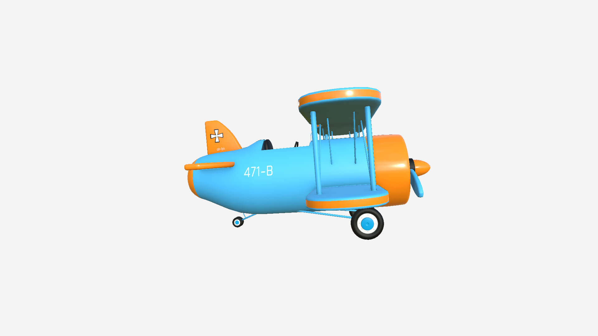 Cartoon Airplane 06 - Blue and Orange 3D Model by gsommer
