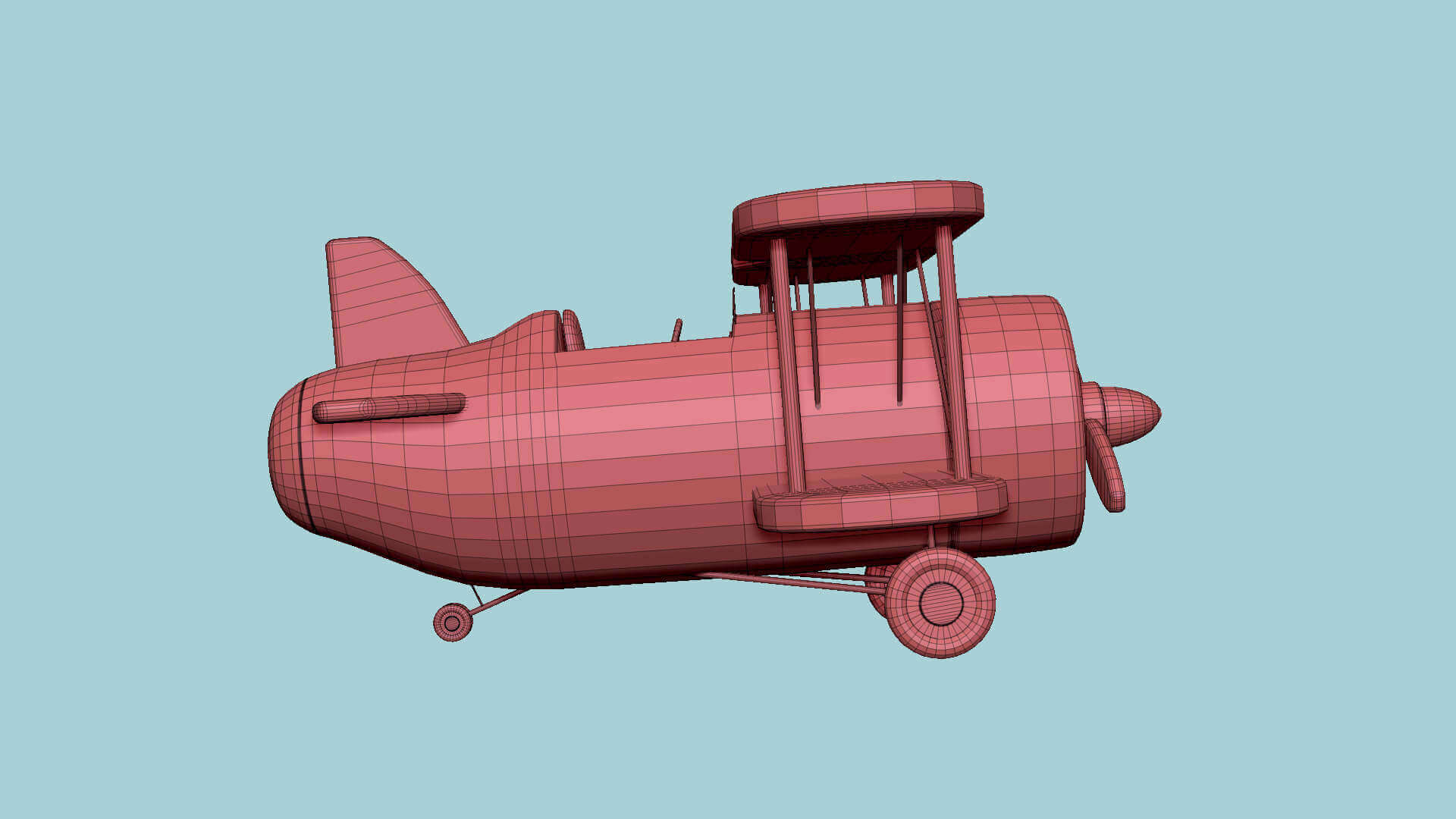 Cartoon Airplane 06 - Blue and Orange 3D Model by gsommer