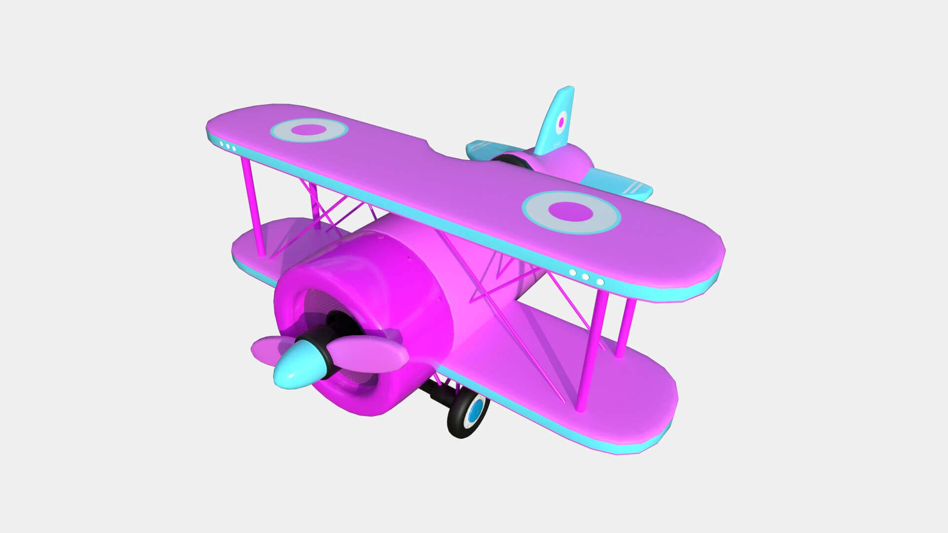 Cartoon Airplane 07 - Blue and Purple 3D Model by gsommer
