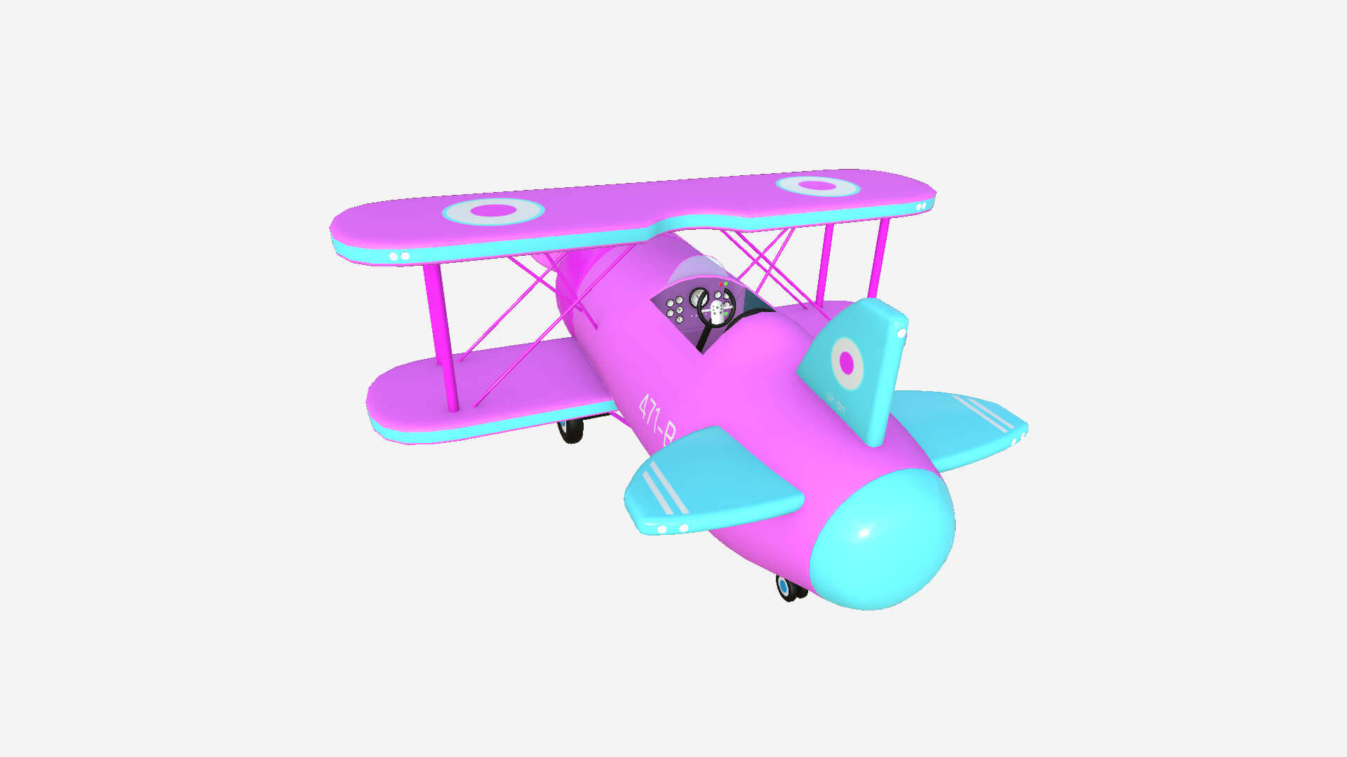 Cartoon Airplane 07 - Blue and Purple 3D Model by gsommer