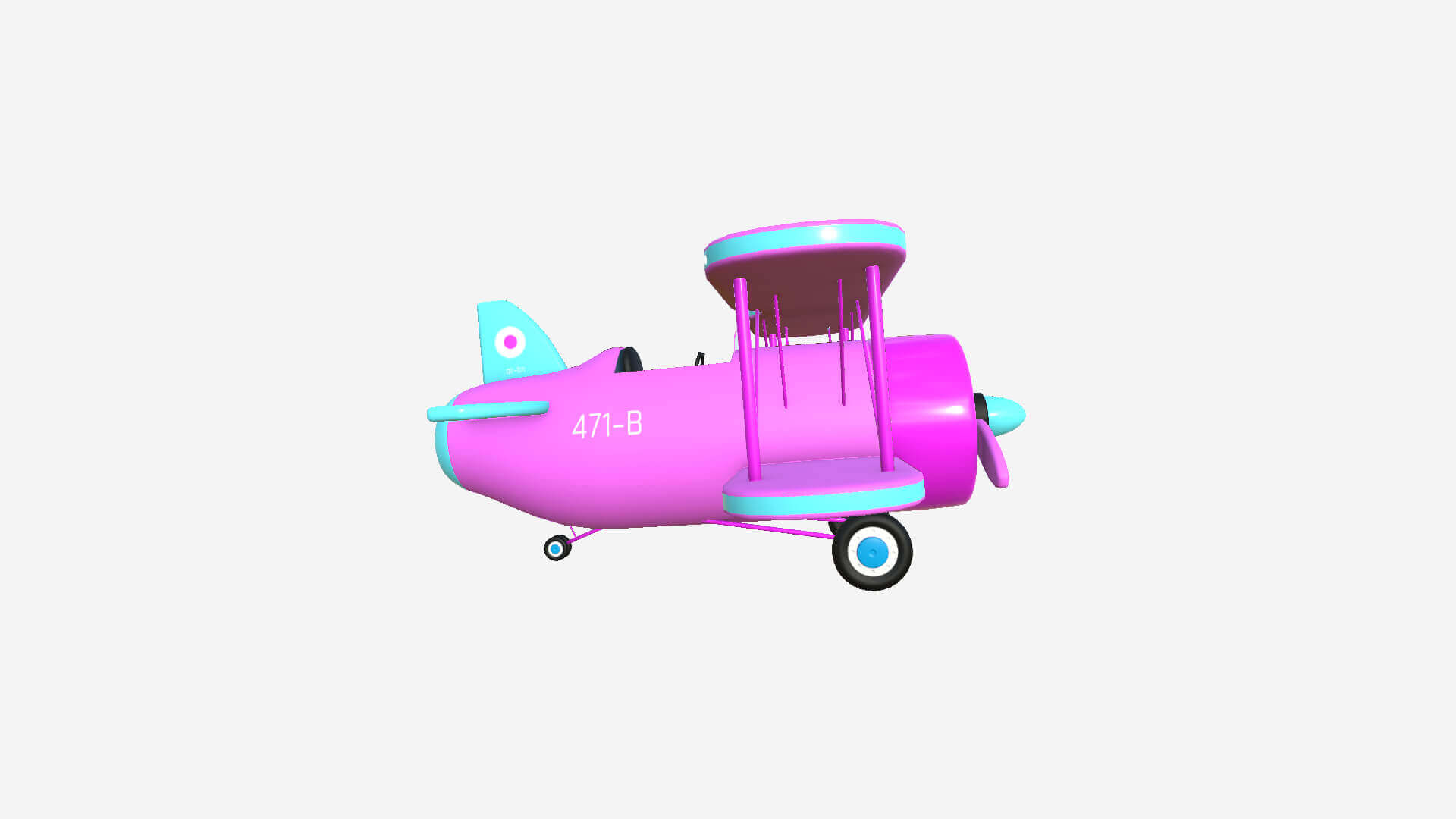 Cartoon Airplane 07 - Blue and Purple 3D Model by gsommer