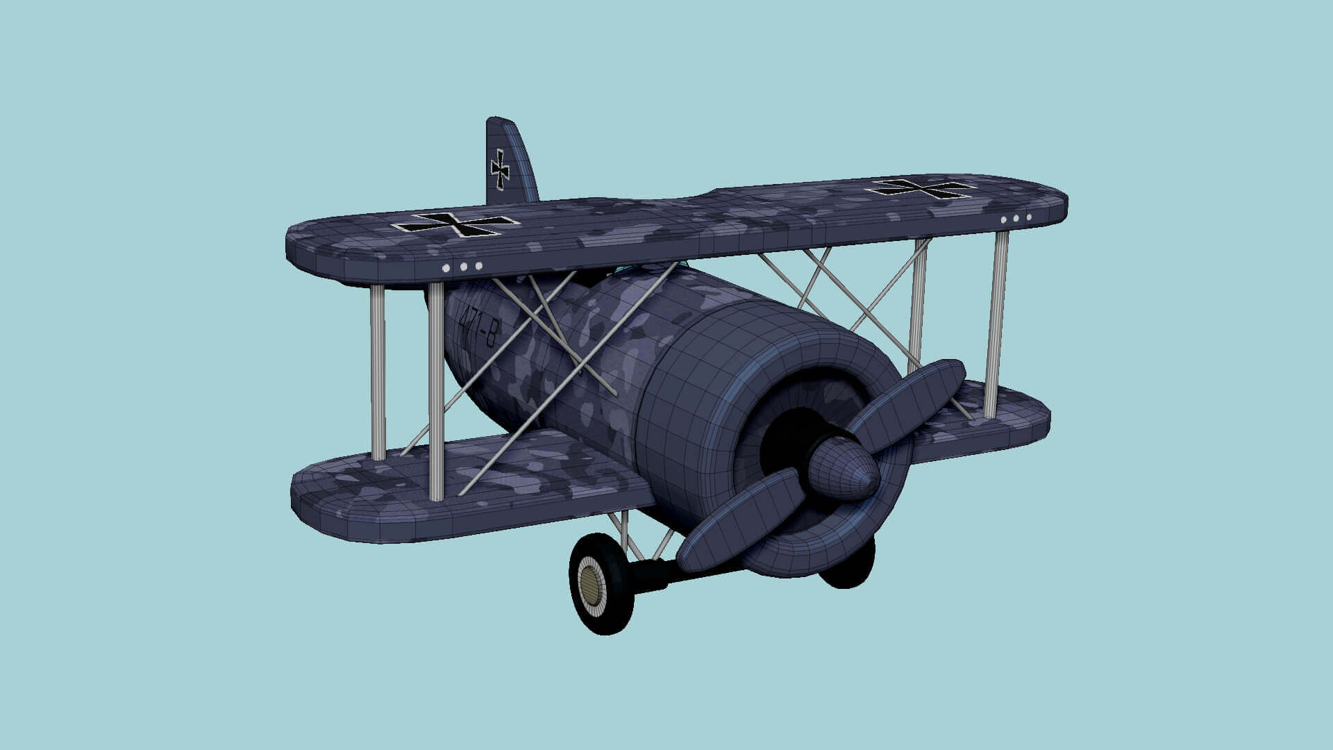 Cartoon Airplane 10 - Dark Camo 3D Model by gsommer