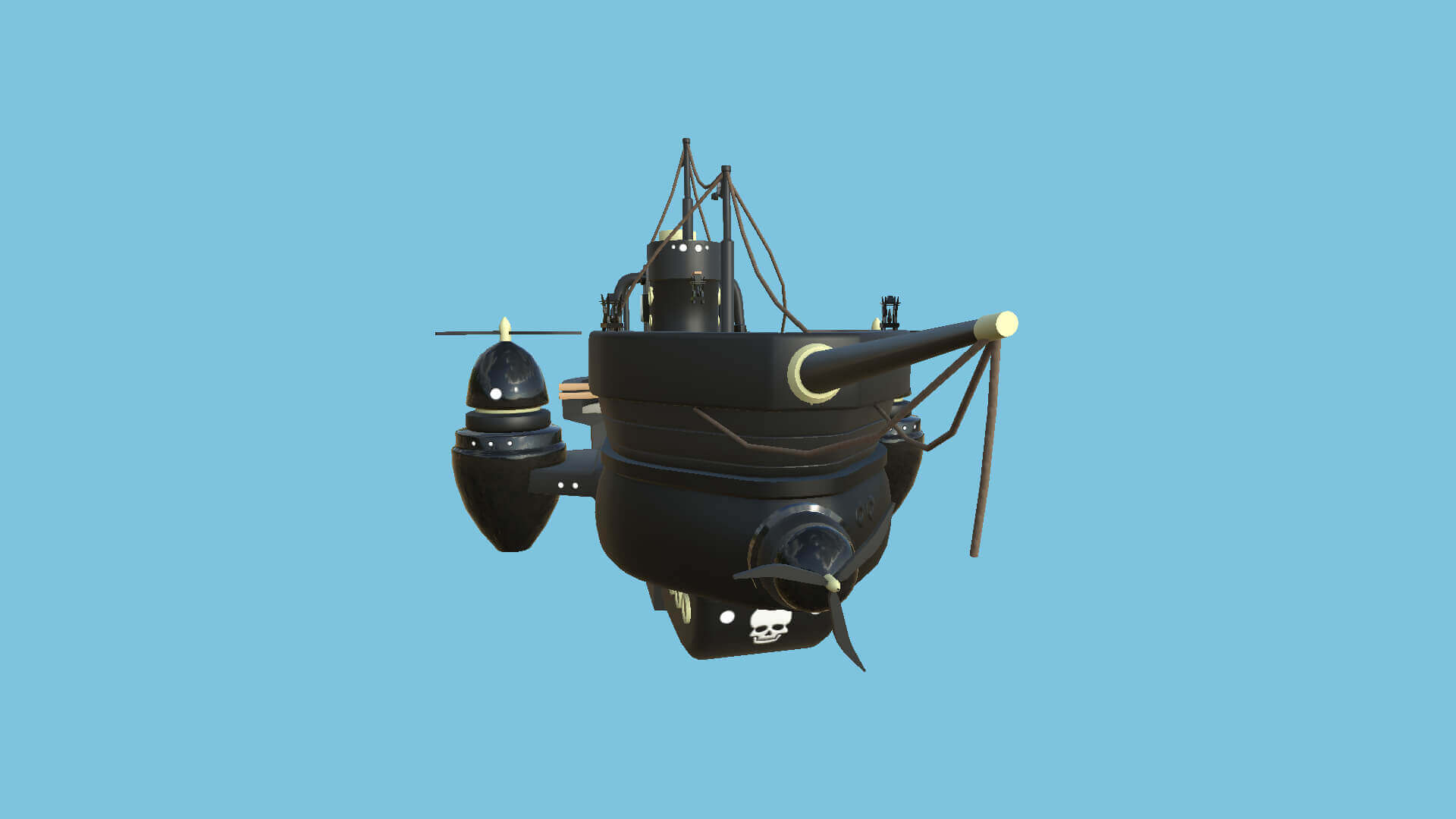 Cartoon Airship 02 - Black Pirate 3D Model by gsommer