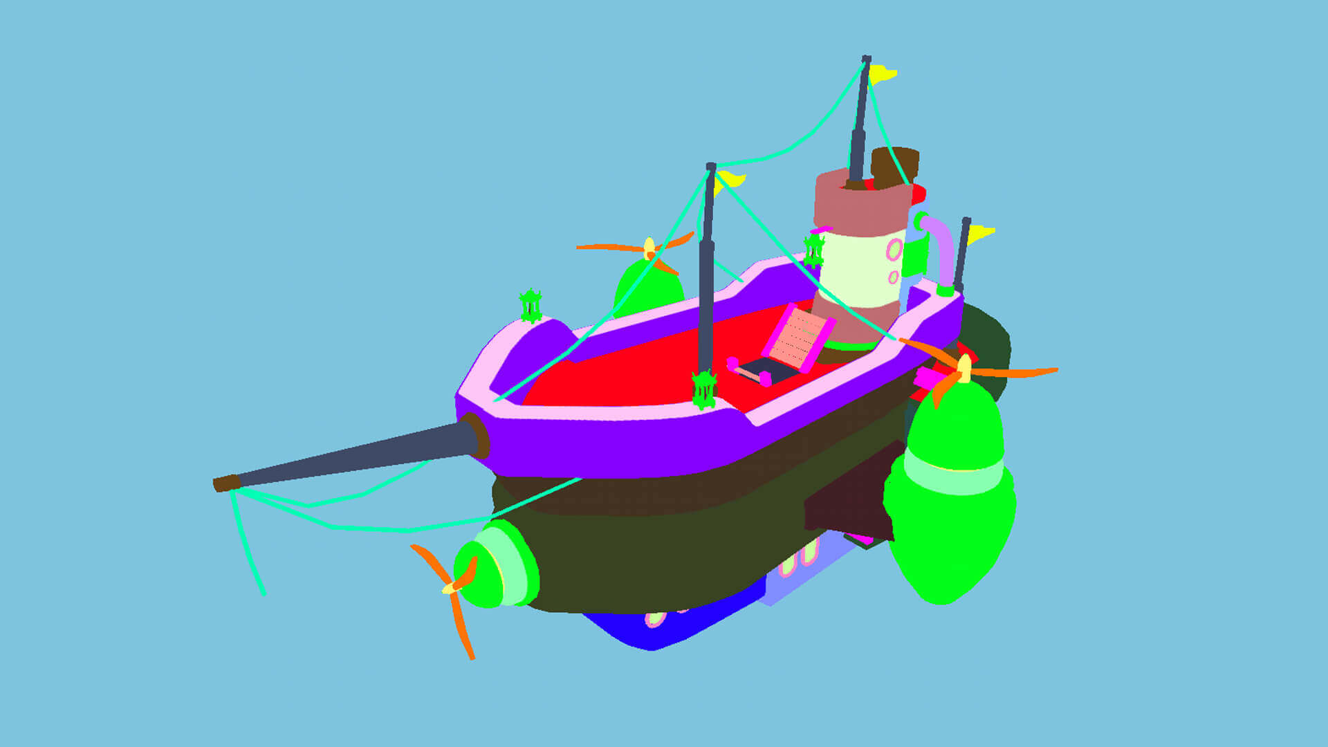 Cartoon Airship 02 - Black Pirate 3D Model by gsommer