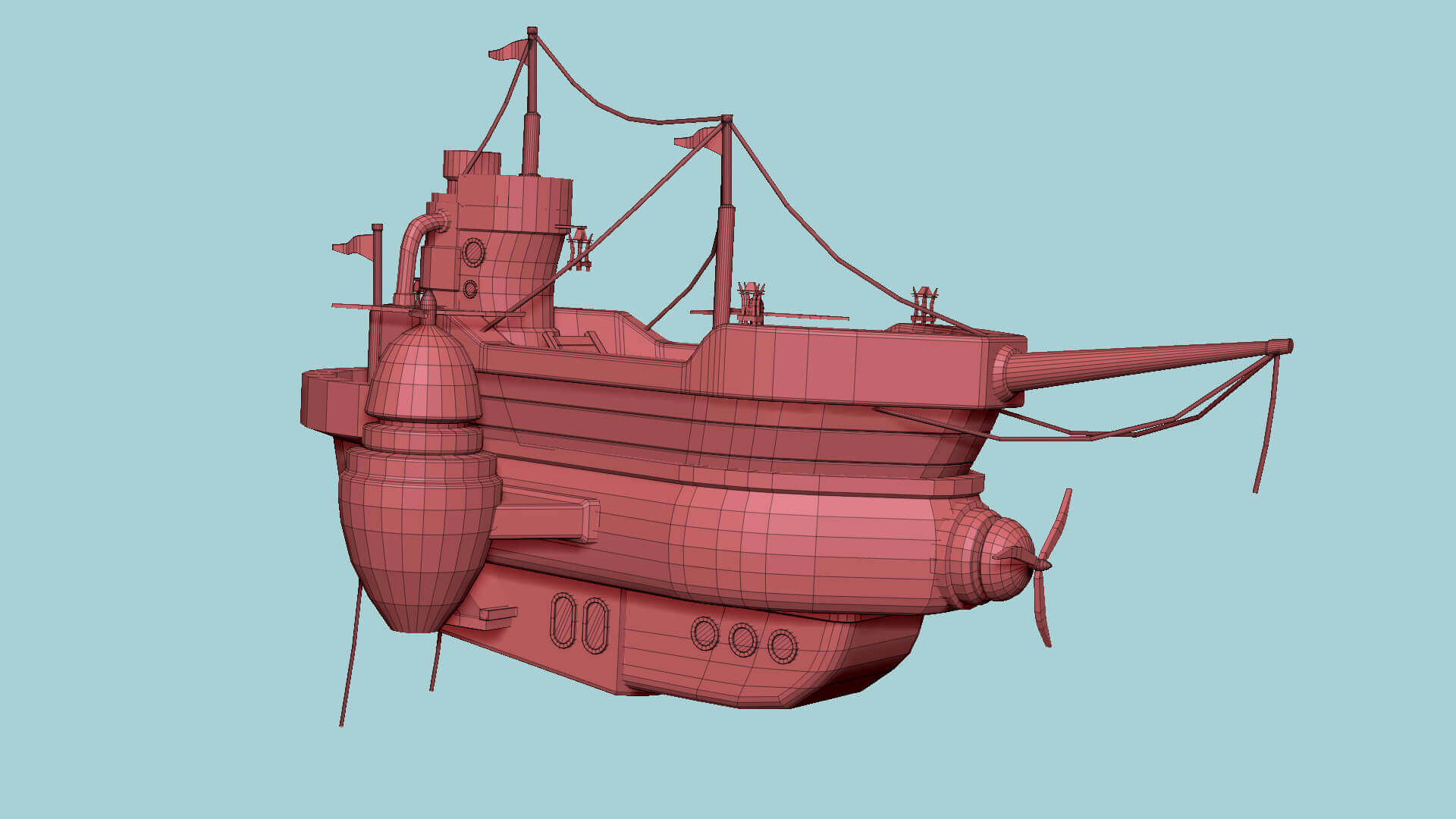 Cartoon Airship 02 - Black Pirate 3D Model by gsommer