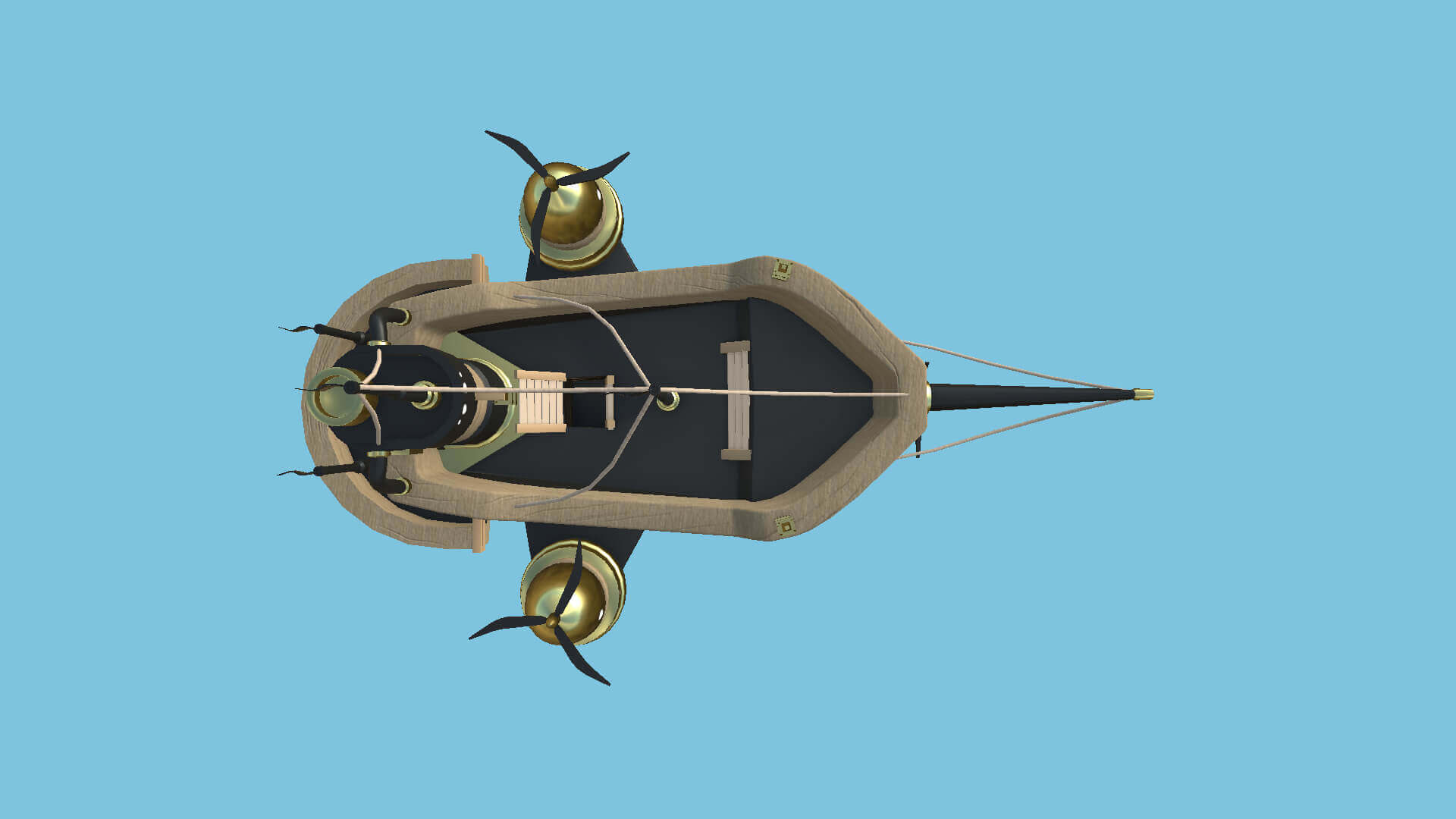 Cartoon Airship 08 - Black and Gold 3D Model by gsommer