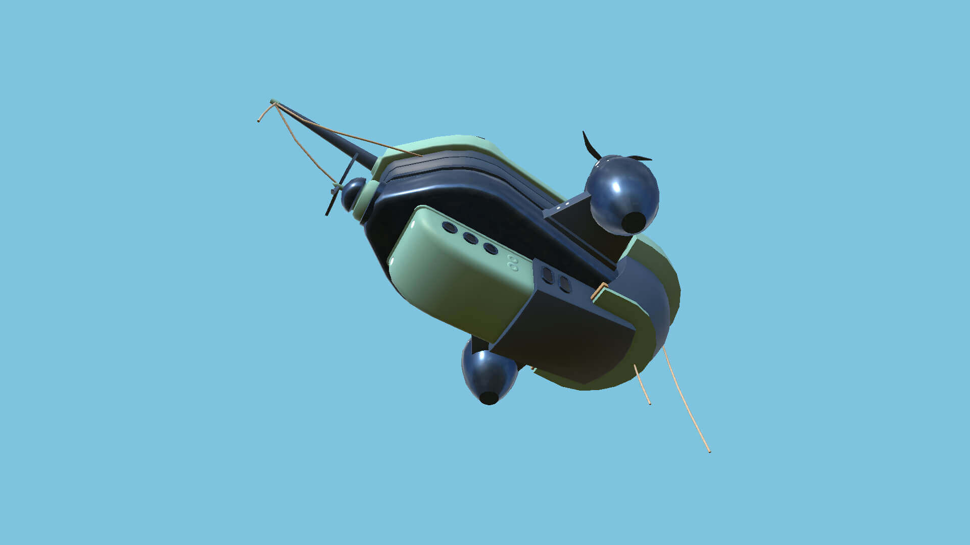 Cartoon Airship 09 - Blue 3D Model by gsommer