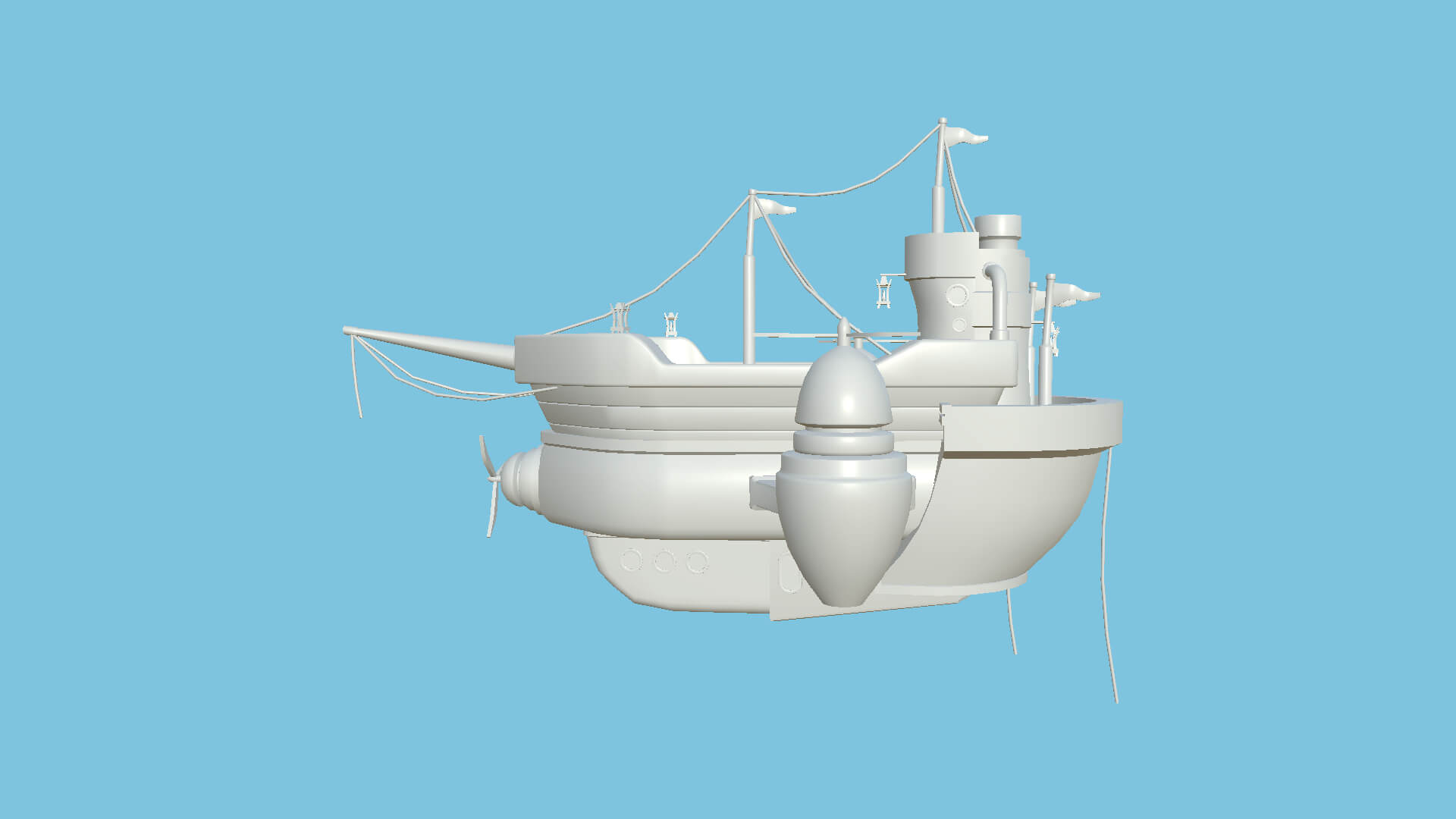 Cartoon Airship 10 - Red and Yellow 3D Model by gsommer