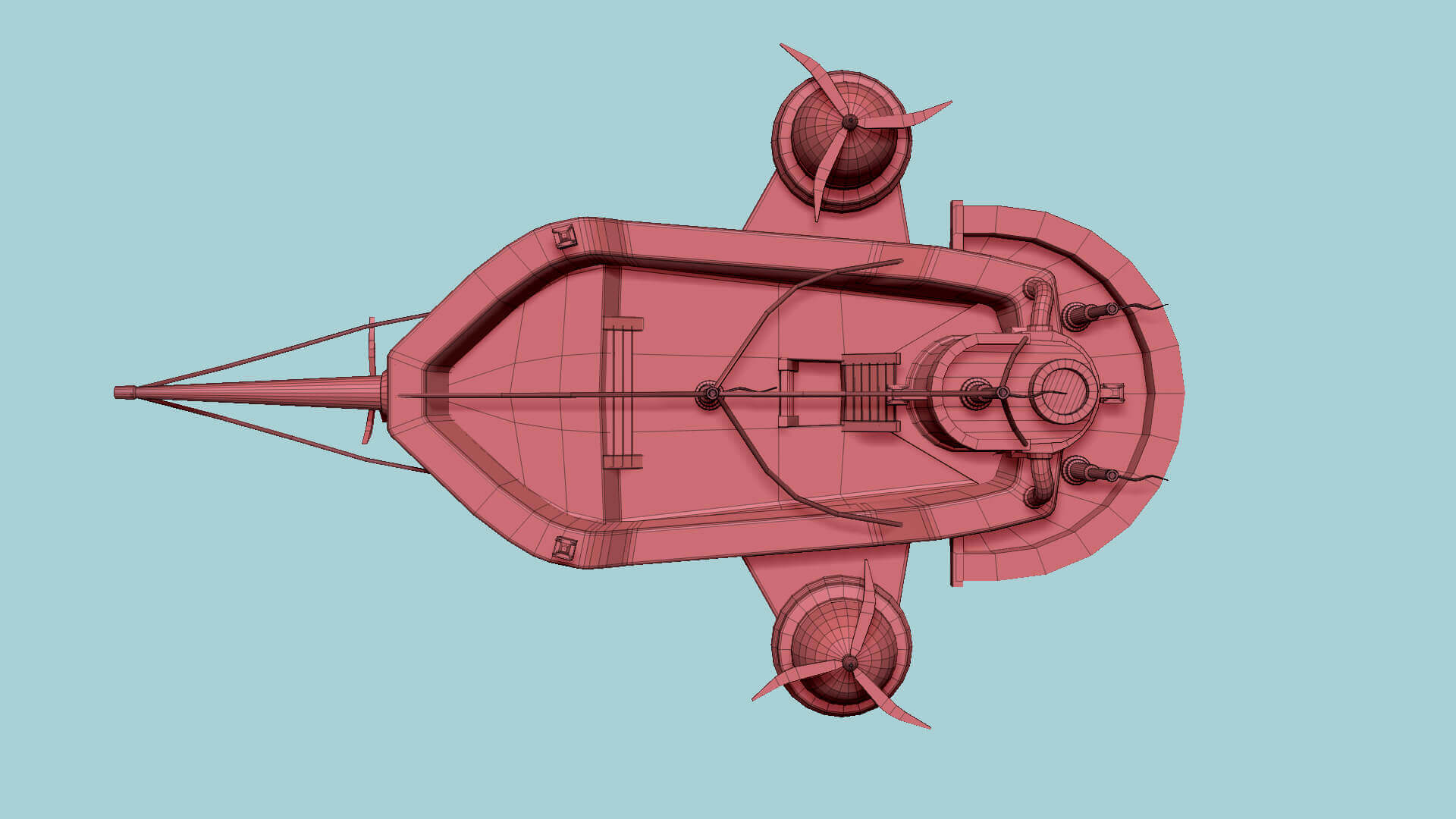 Cartoon Airship 10 - Red and Yellow 3D Model by gsommer