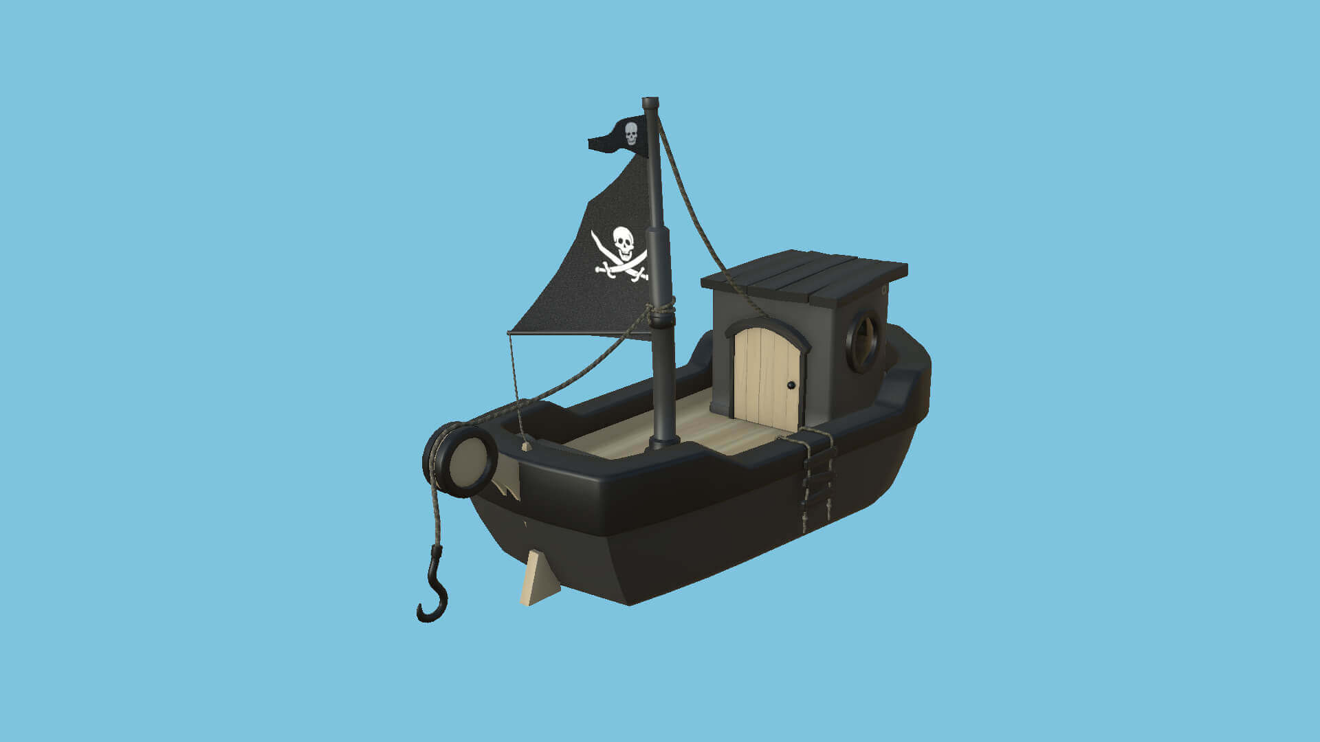 Cartoon Boat 03 - Black Pirate 3D Model by gsommer