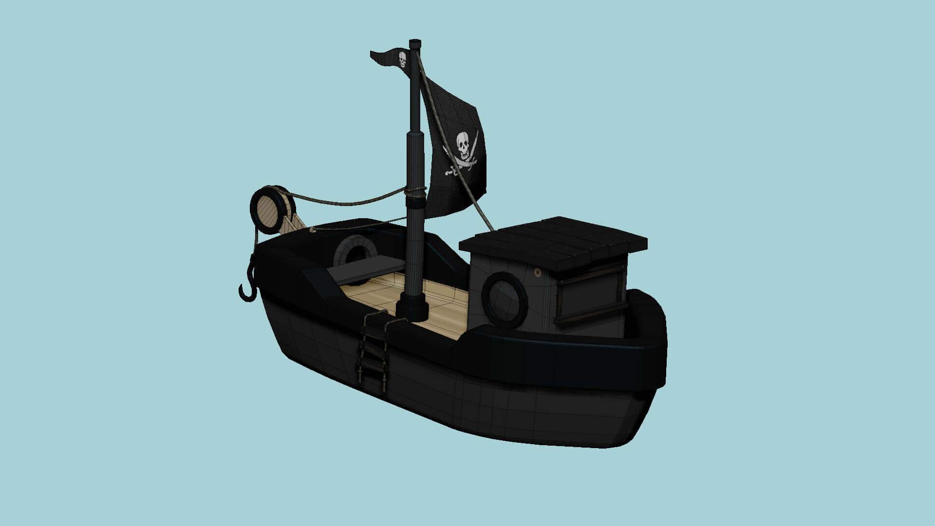 Cartoon Boat 03 - Black Pirate 3D Model by gsommer