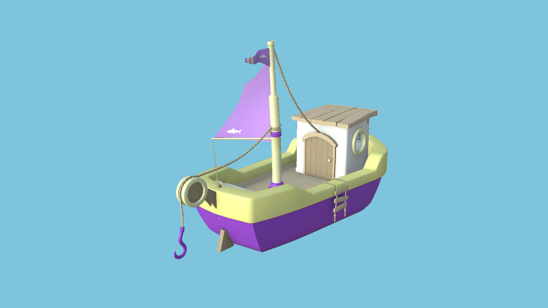Yellow Cartoon Boat