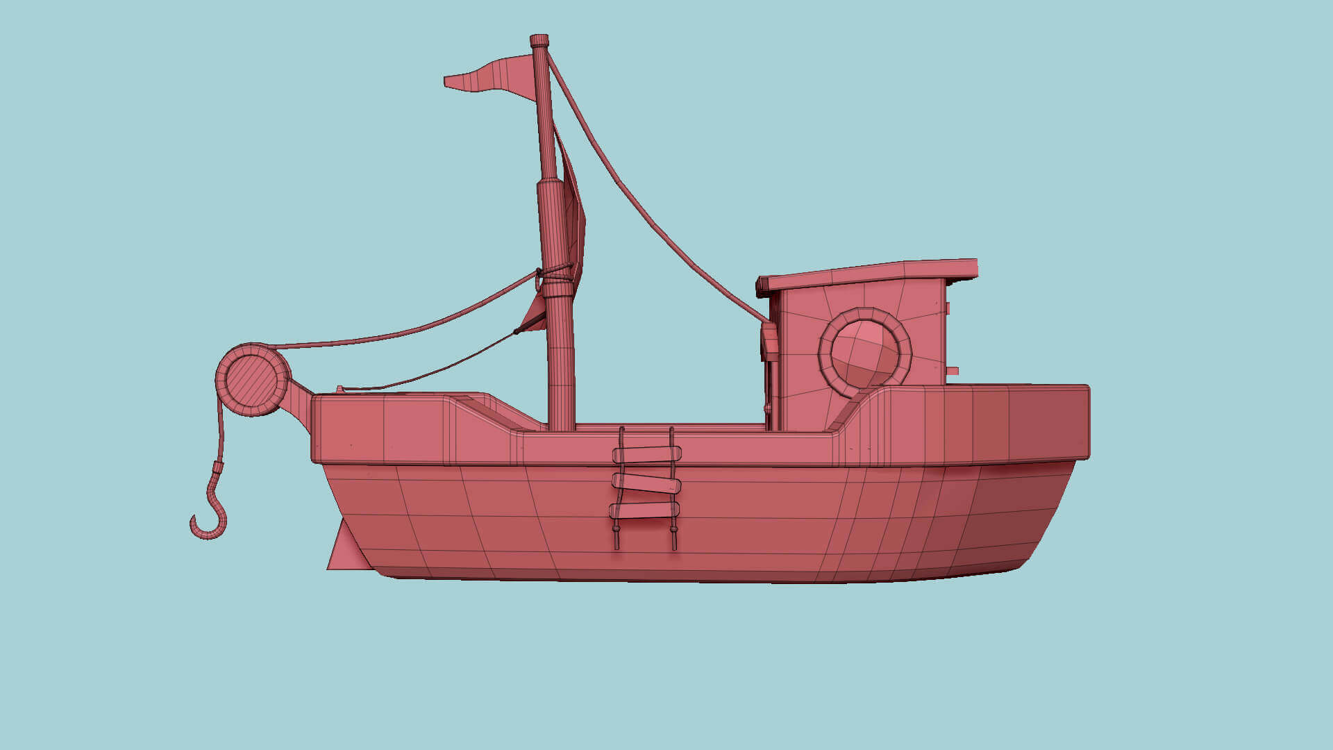 Cartoon Boat 04 - Purple and Yellow 3D Model by gsommer