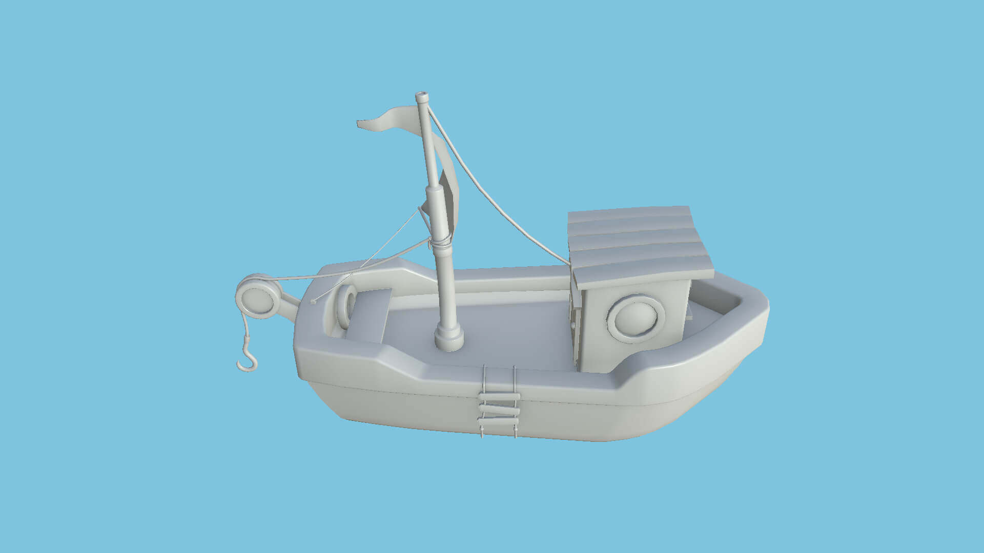 Cartoon Boat 04 - Purple and Yellow 3D Model by gsommer
