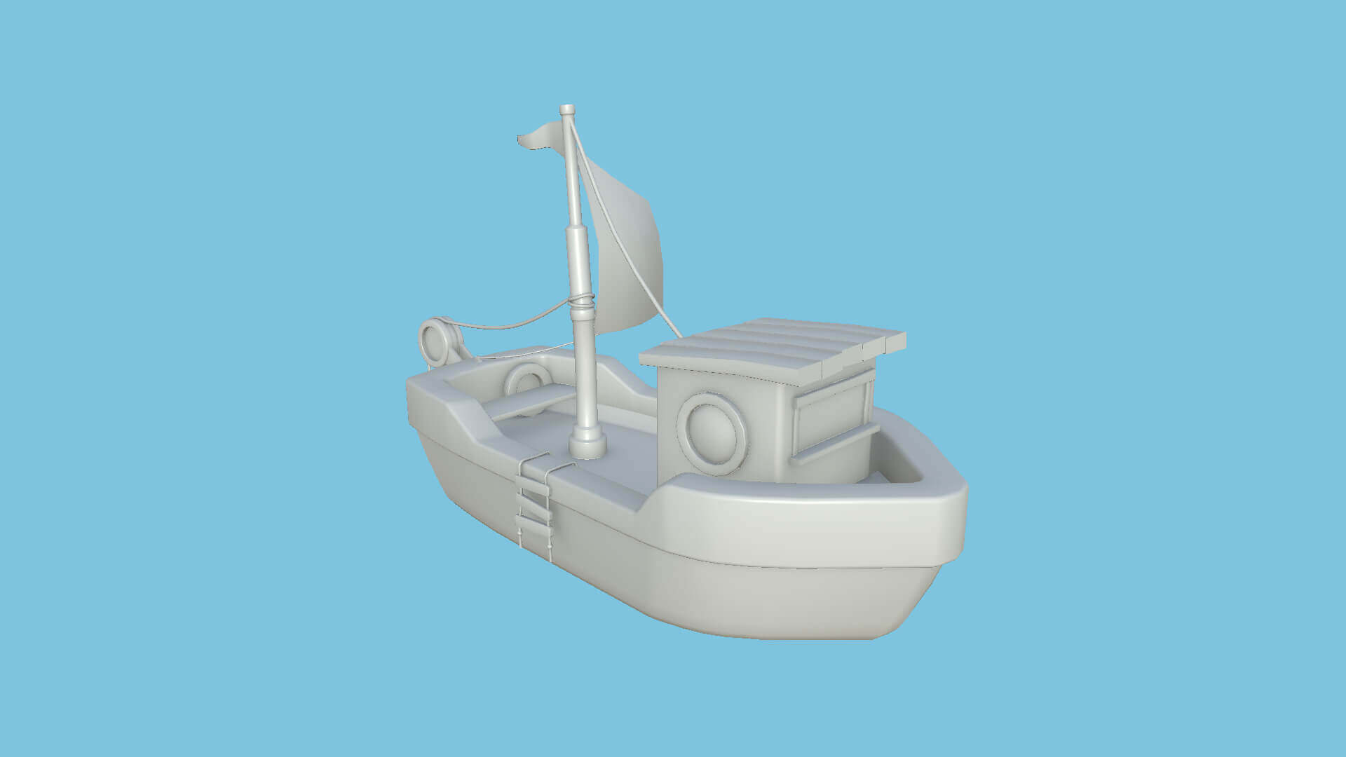 Cartoon Boat 04 - Purple and Yellow 3D Model by gsommer