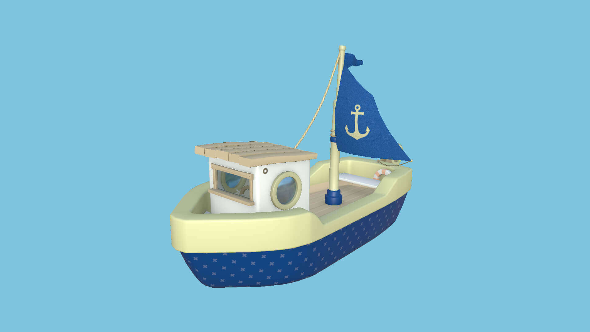 Cartoon Boat 06 - Dark Blue 3D Model by gsommer
