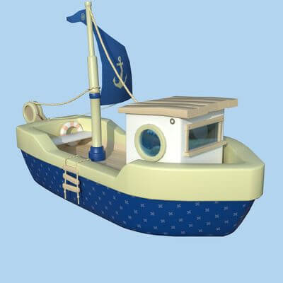 Cartoon Boat 06 - Dark Blue 3D Model by gsommer