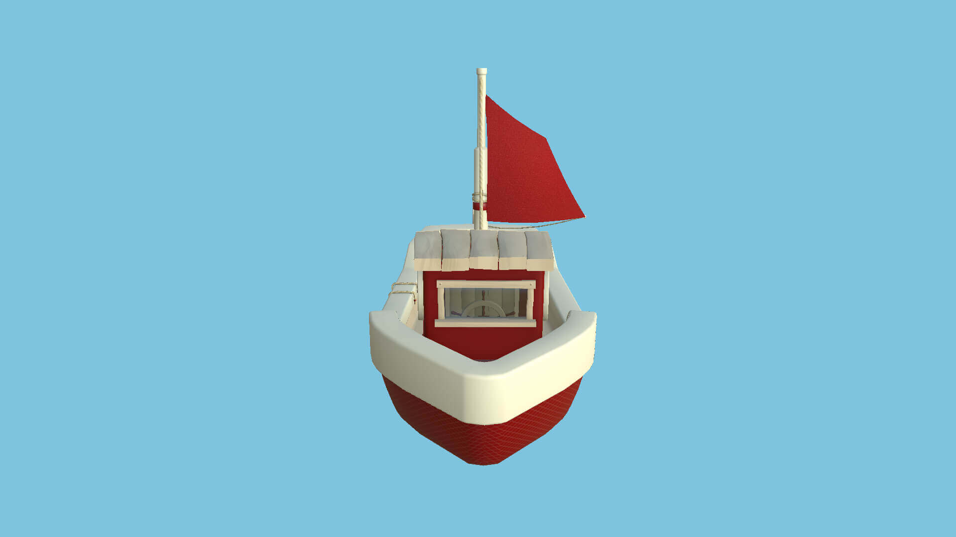Cartoon Boat 08 - Red 3D Model by gsommer