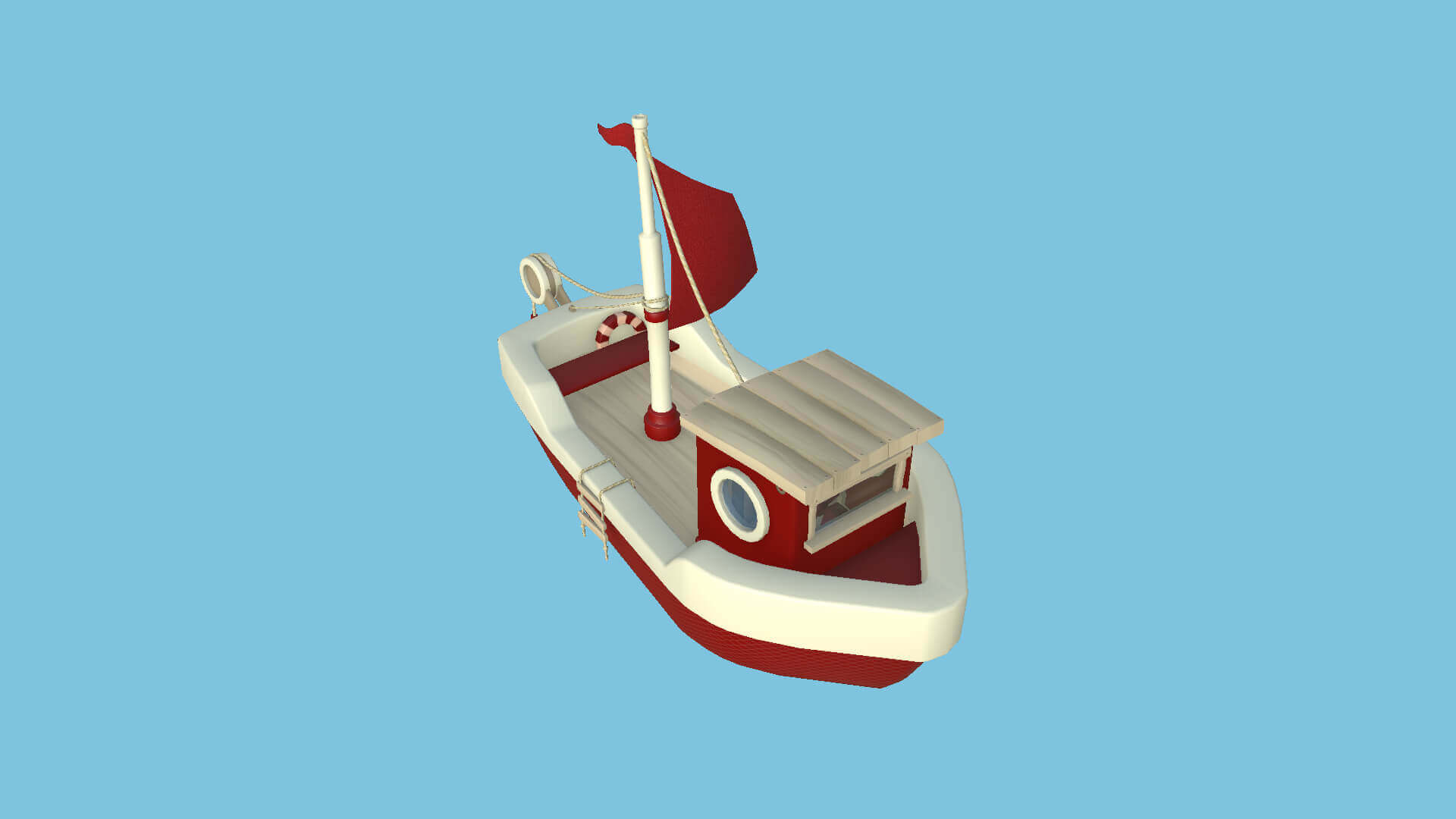 Cartoon Boat 08 - Red 3D Model by gsommer