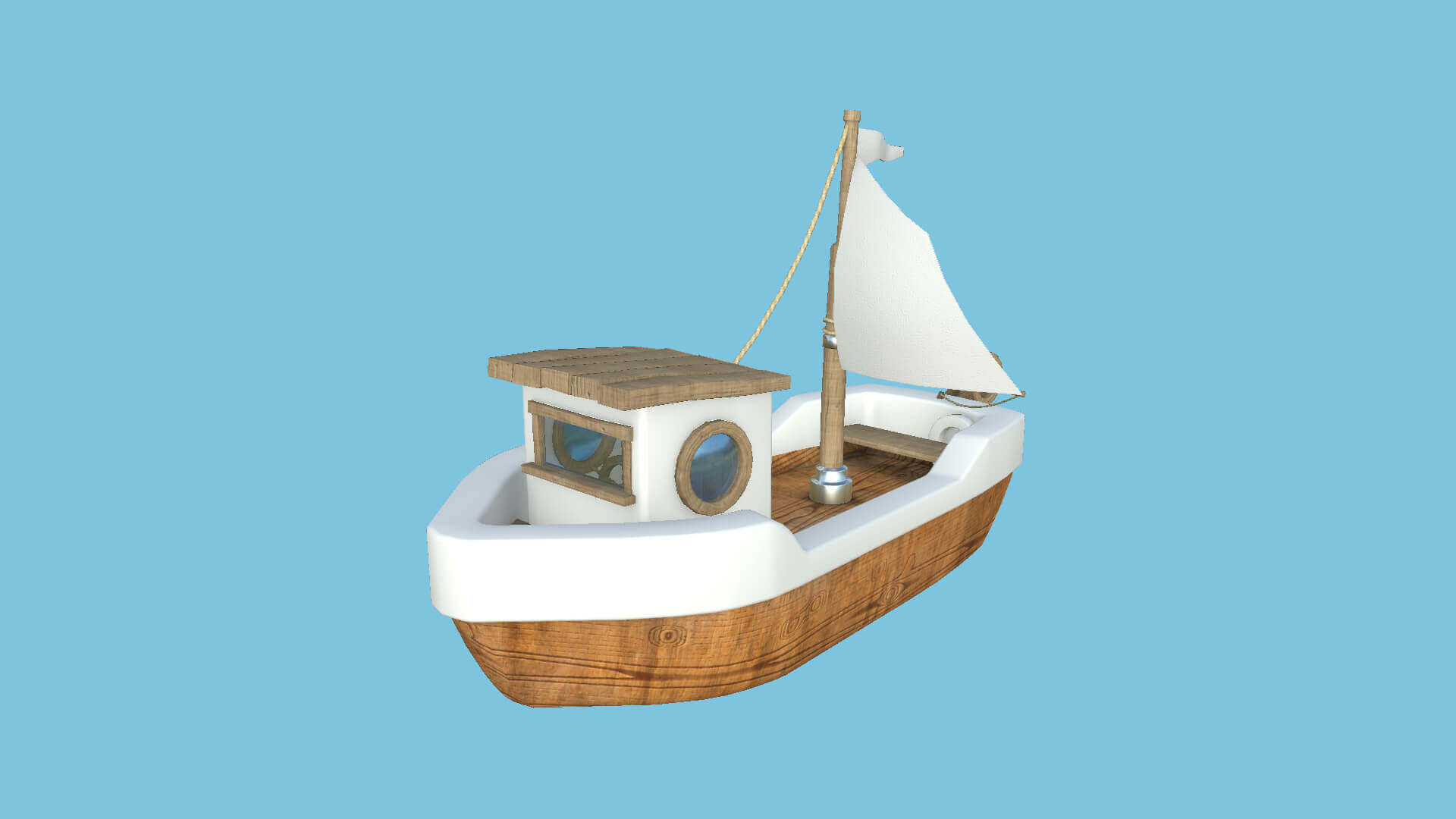 Cartoon Boat 09 - White Wood 3D Model by gsommer