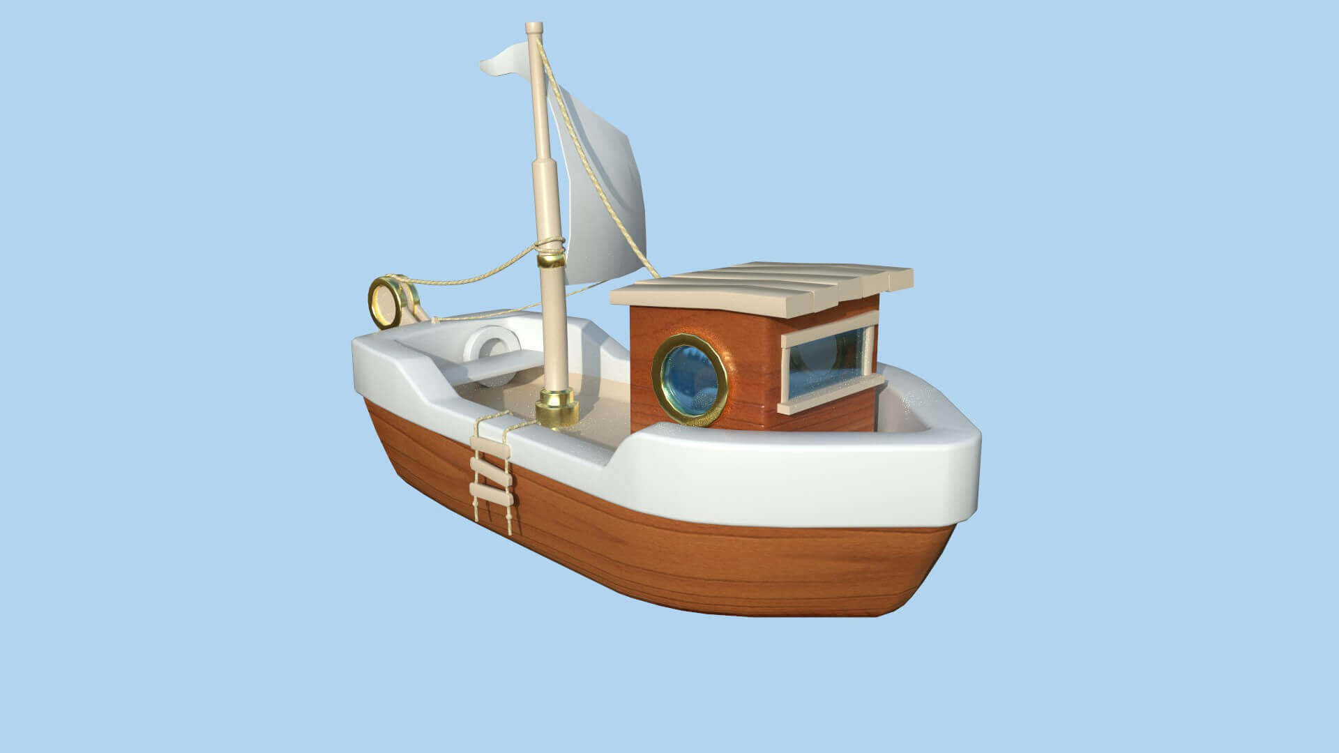Cartoon Boat 10 - Wood Luxury 3D Model by gsommer
