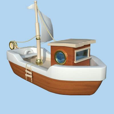 Cartoon Boat 10 - Wood Luxury 3D Model by gsommer