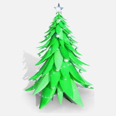 Cartoon Christmas Tree 03 - Silver 3D Model by gsommer